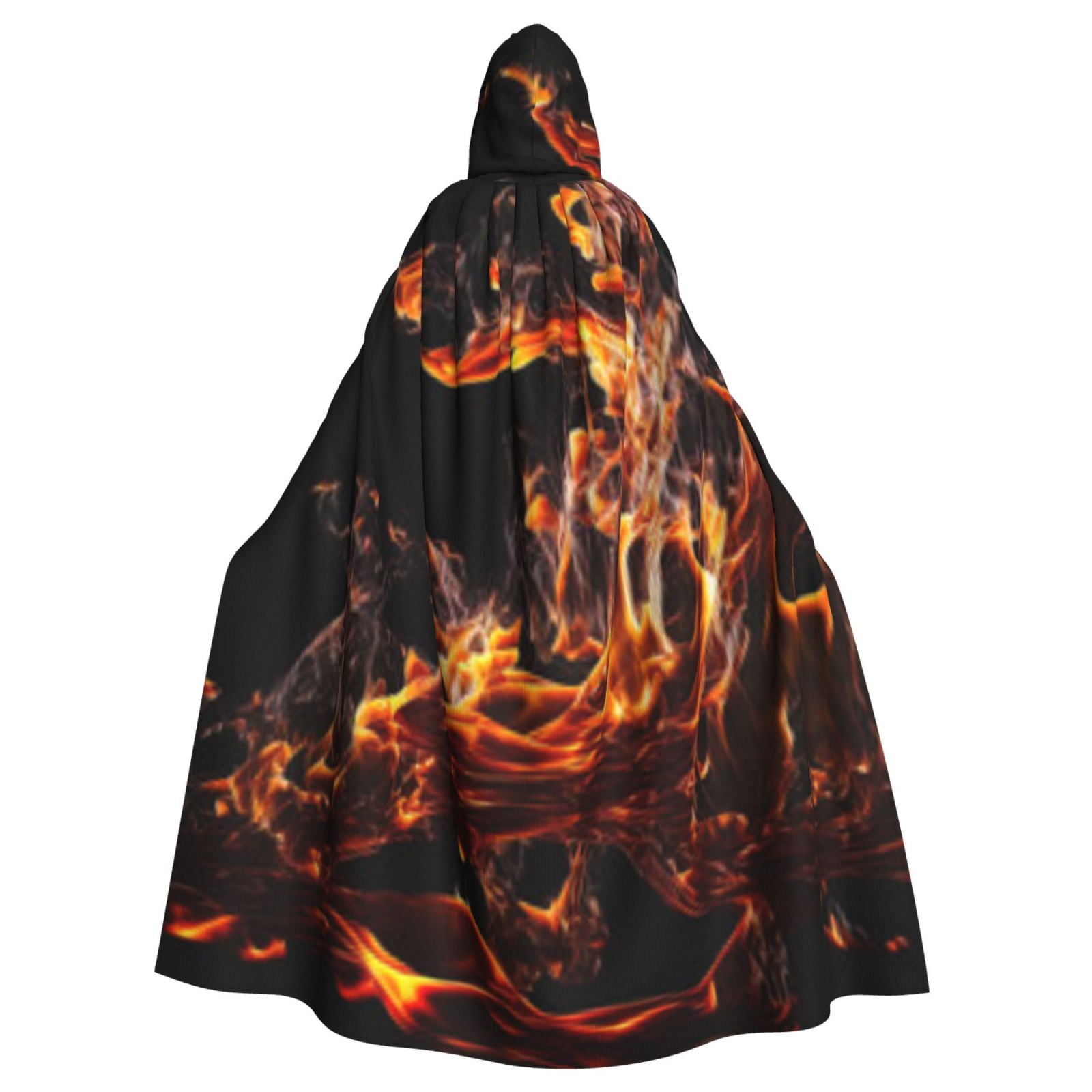 Unisex Hooded Cloak Adult Lightweight Overcoat Fire Flames Background ...