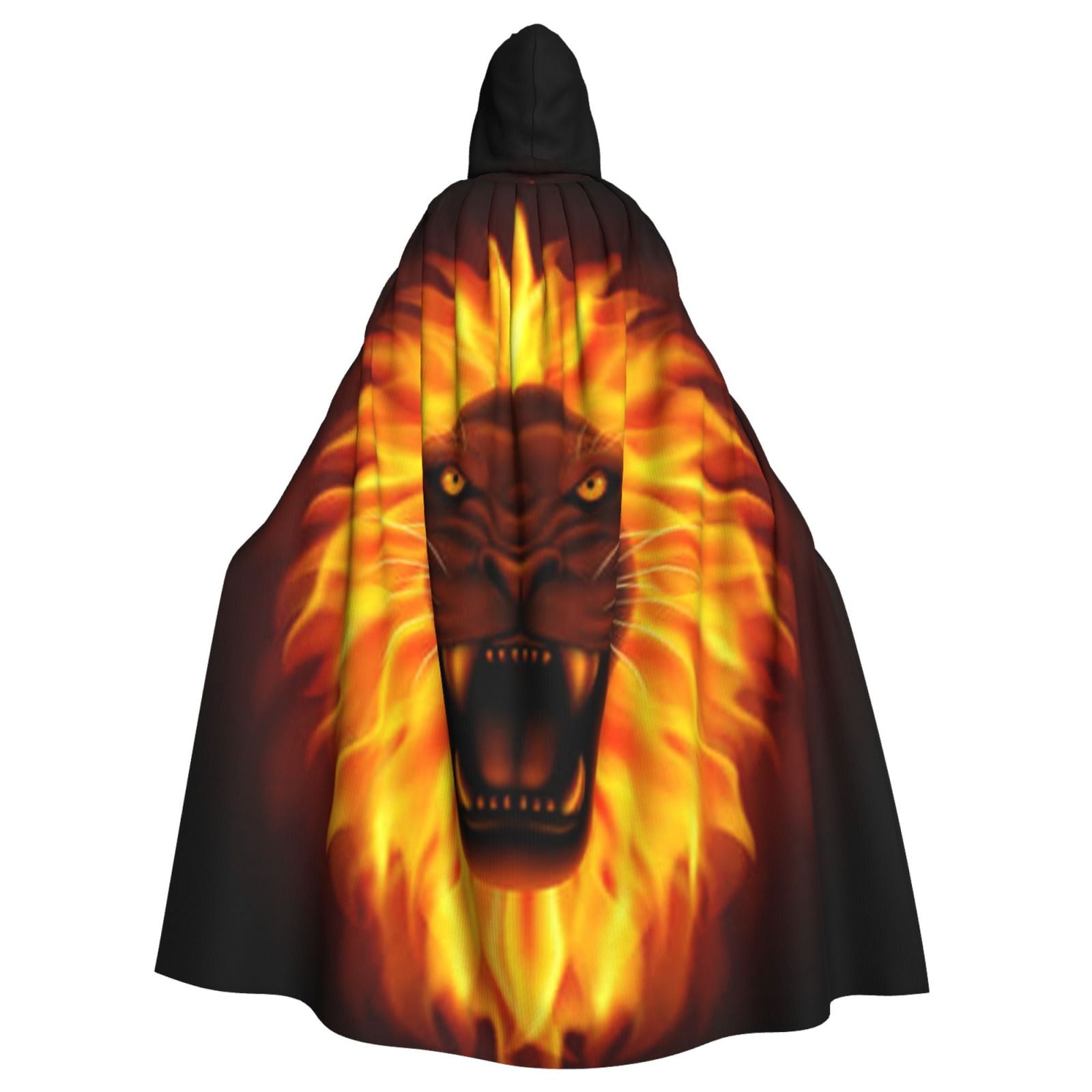 Unisex Hooded Cloak Adult Lightweight Overcoat Fire Lion Head Cloak for ...