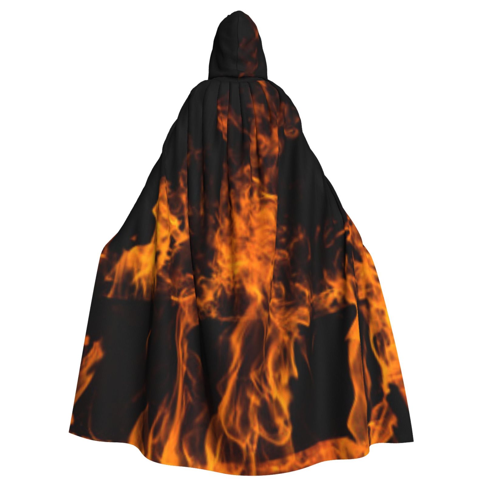 Unisex Hooded Cloak Adult Lightweight Overcoat Fire On Wooden Logs ...