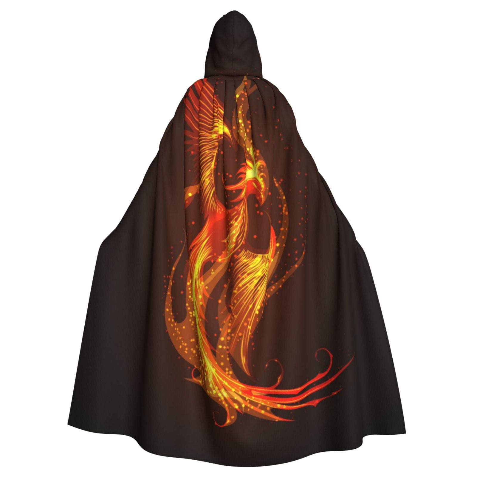 Unisex Hooded Cloak Adult Lightweight Overcoat Flaming Phoenix Bird ...