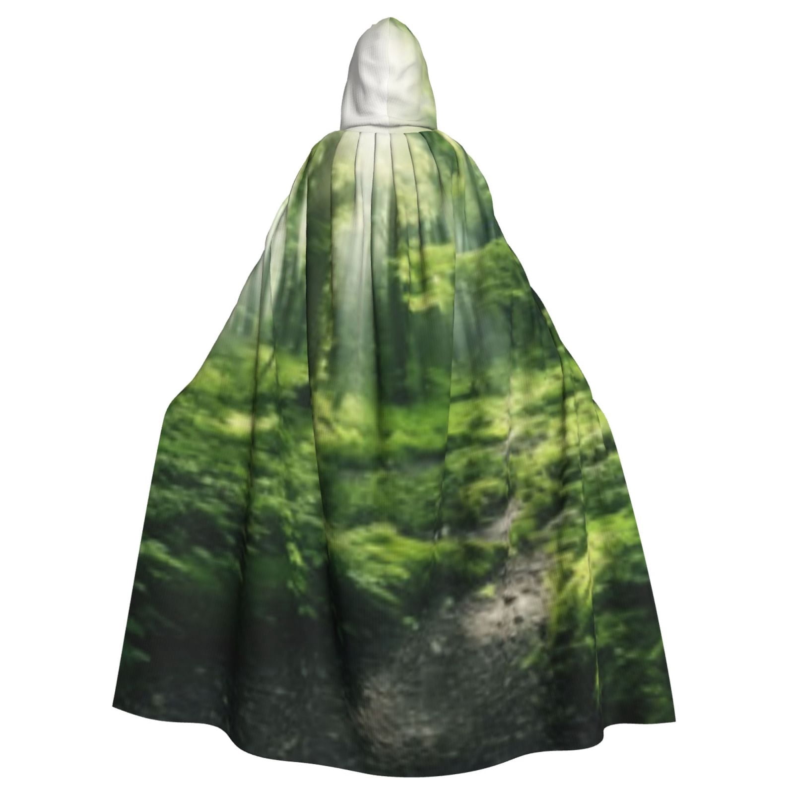 Unisex Hooded Cloak Adult Lightweight Overcoat Forest Path With ...