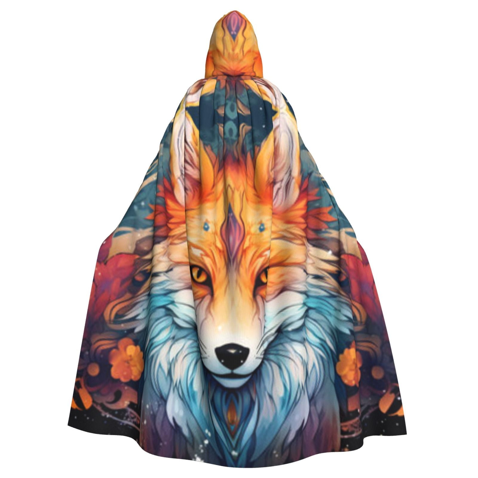 Unisex Hooded Cloak Adult Lightweight Overcoat Foxes With Spirit And ...