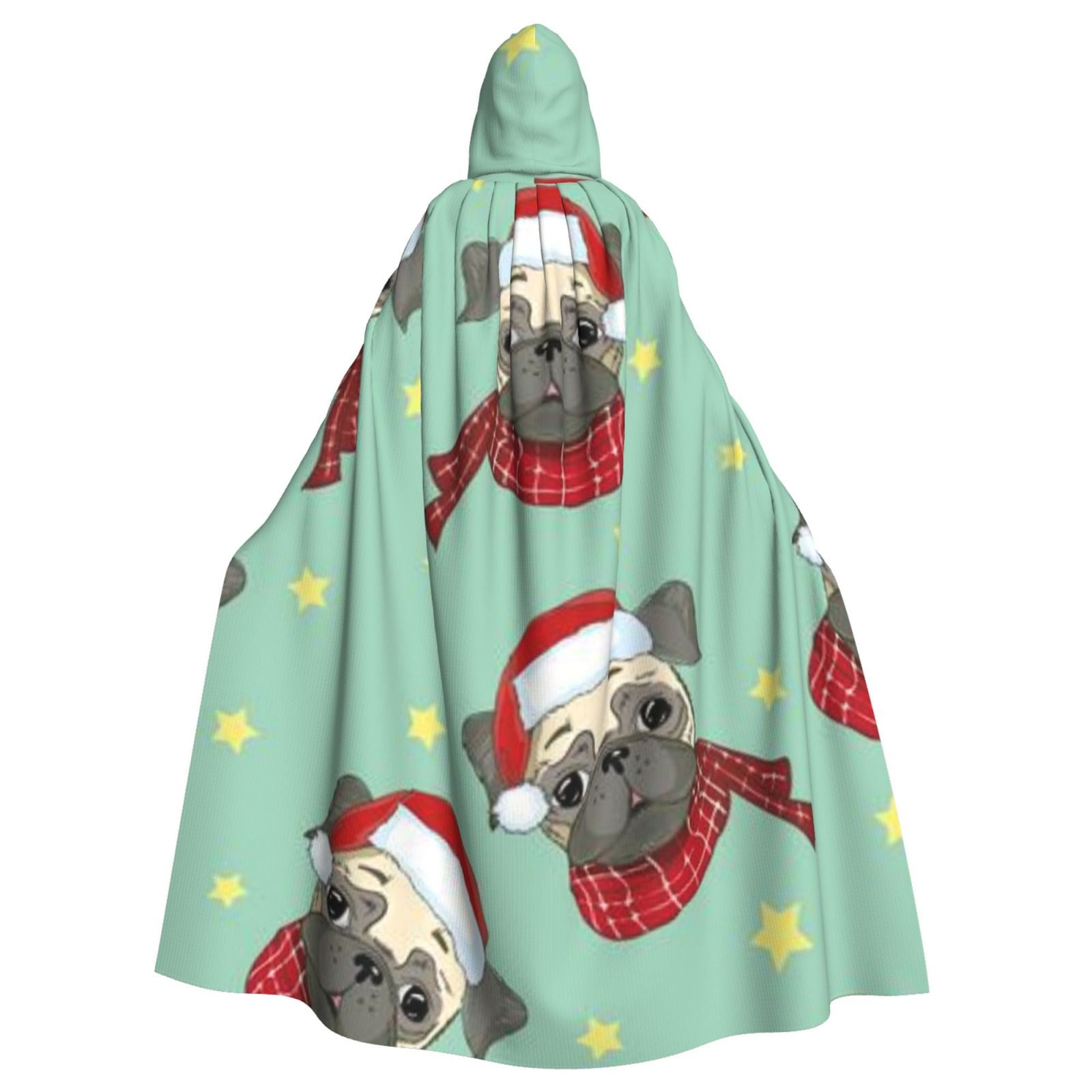 Unisex Hooded Cloak Adult Lightweight Overcoat Funny Cartoon Pugs ...