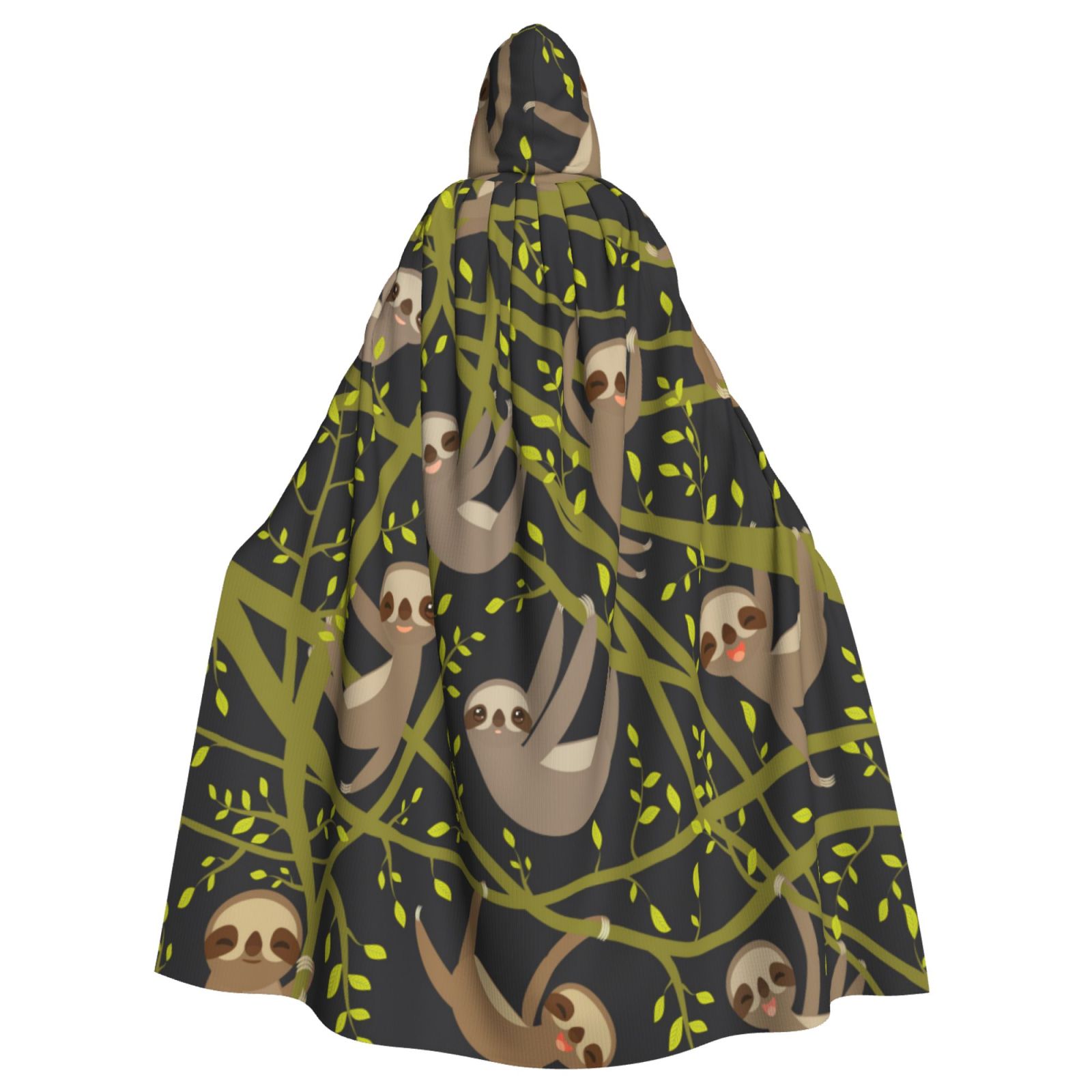 Unisex Hooded Cloak Adult Lightweight Overcoat Funny Sloths On Tree ...