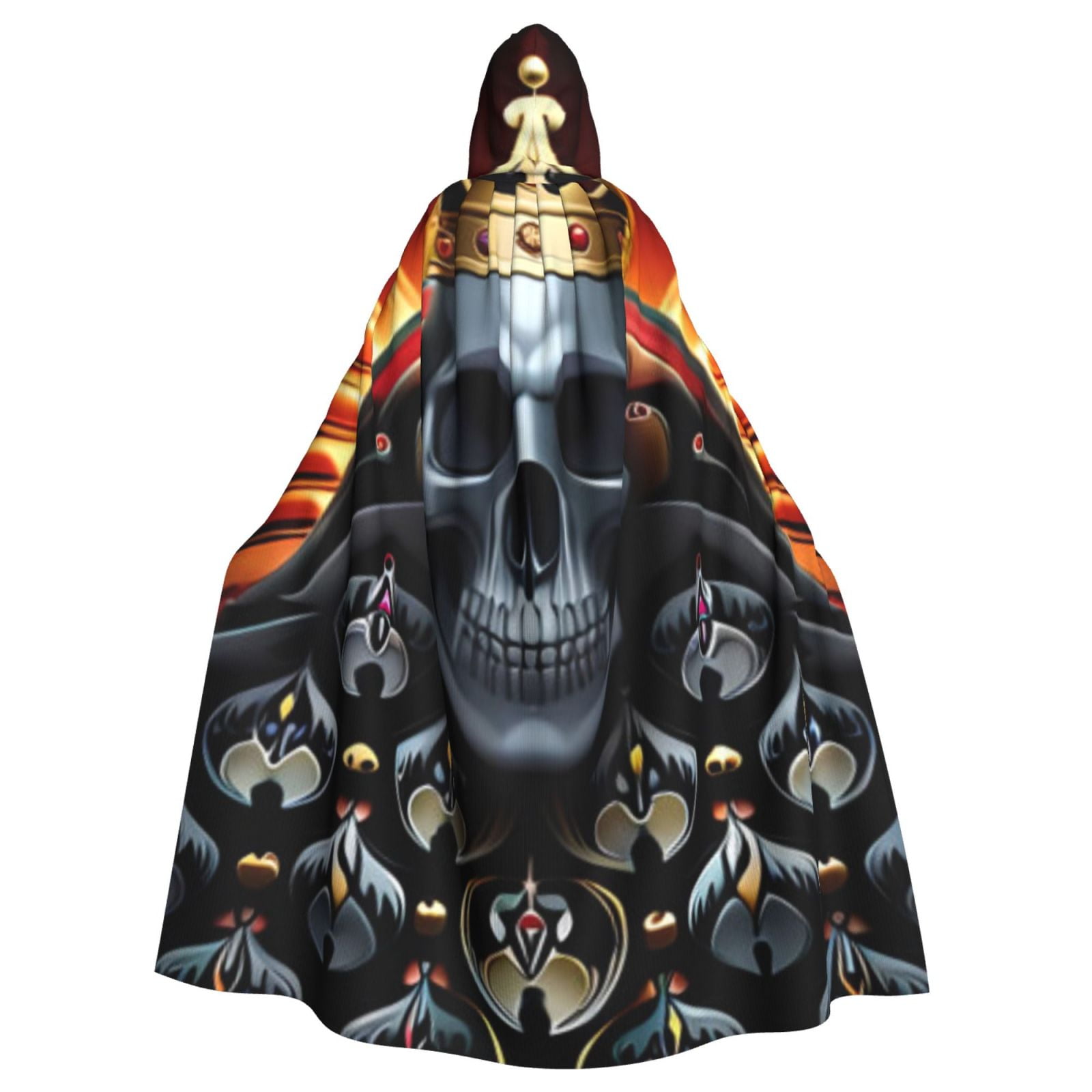 Unisex Hooded Cloak Adult Lightweight Overcoat Gothic Skull With Crown ...