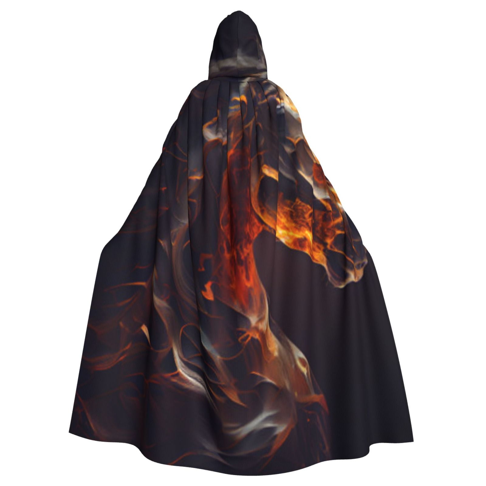 Unisex Hooded Cloak Adult Lightweight Overcoat Horse Head In Fire Cloak ...