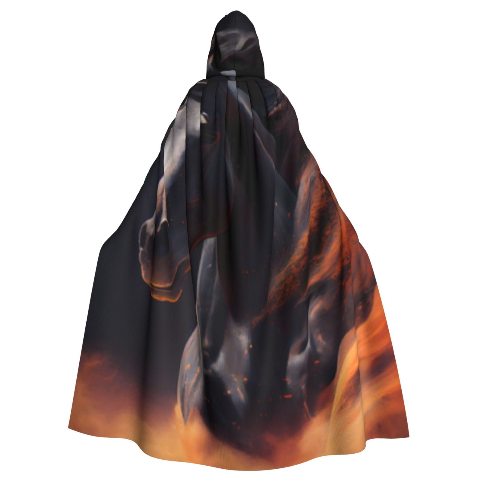 Unisex Hooded Cloak Adult Lightweight Overcoat Horse With Fire Cloak ...