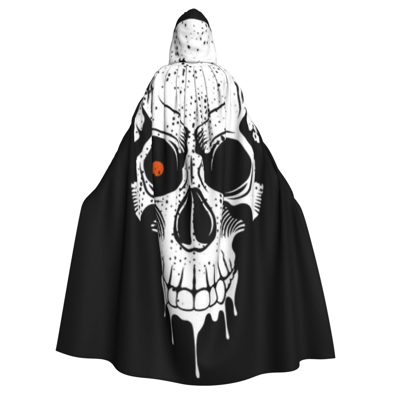 Unisex Hooded Cloak Adult Lightweight Overcoat Human Skull With Red Eye ...
