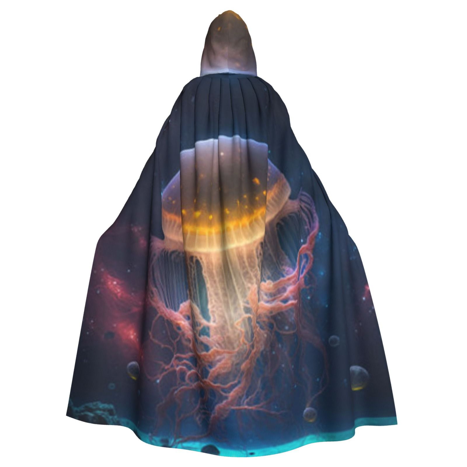 Unisex Hooded Cloak Adult Lightweight Overcoat Jellyfish In Space With ...