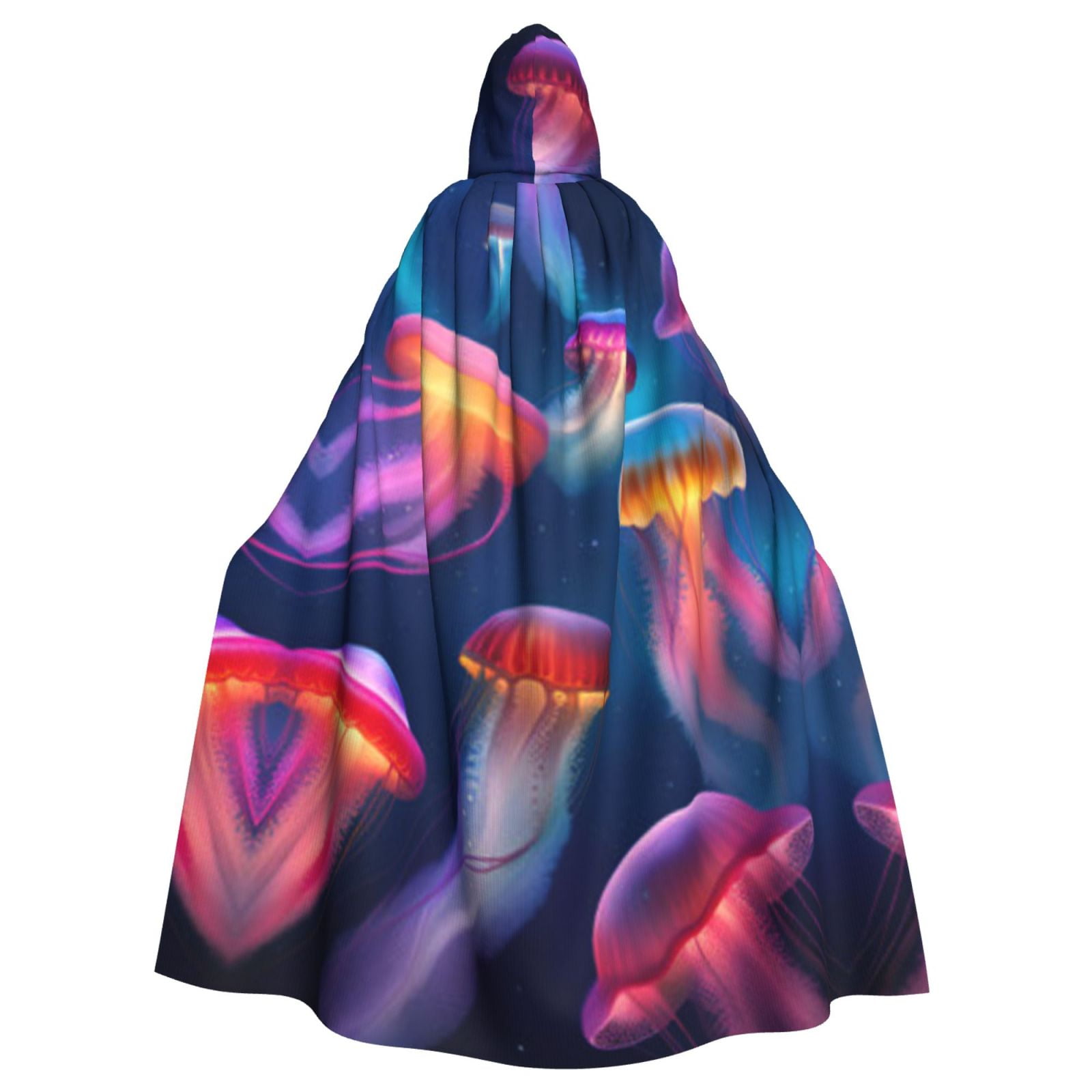 Unisex Hooded Cloak Adult Lightweight Overcoat Jellyfishs Floating In ...