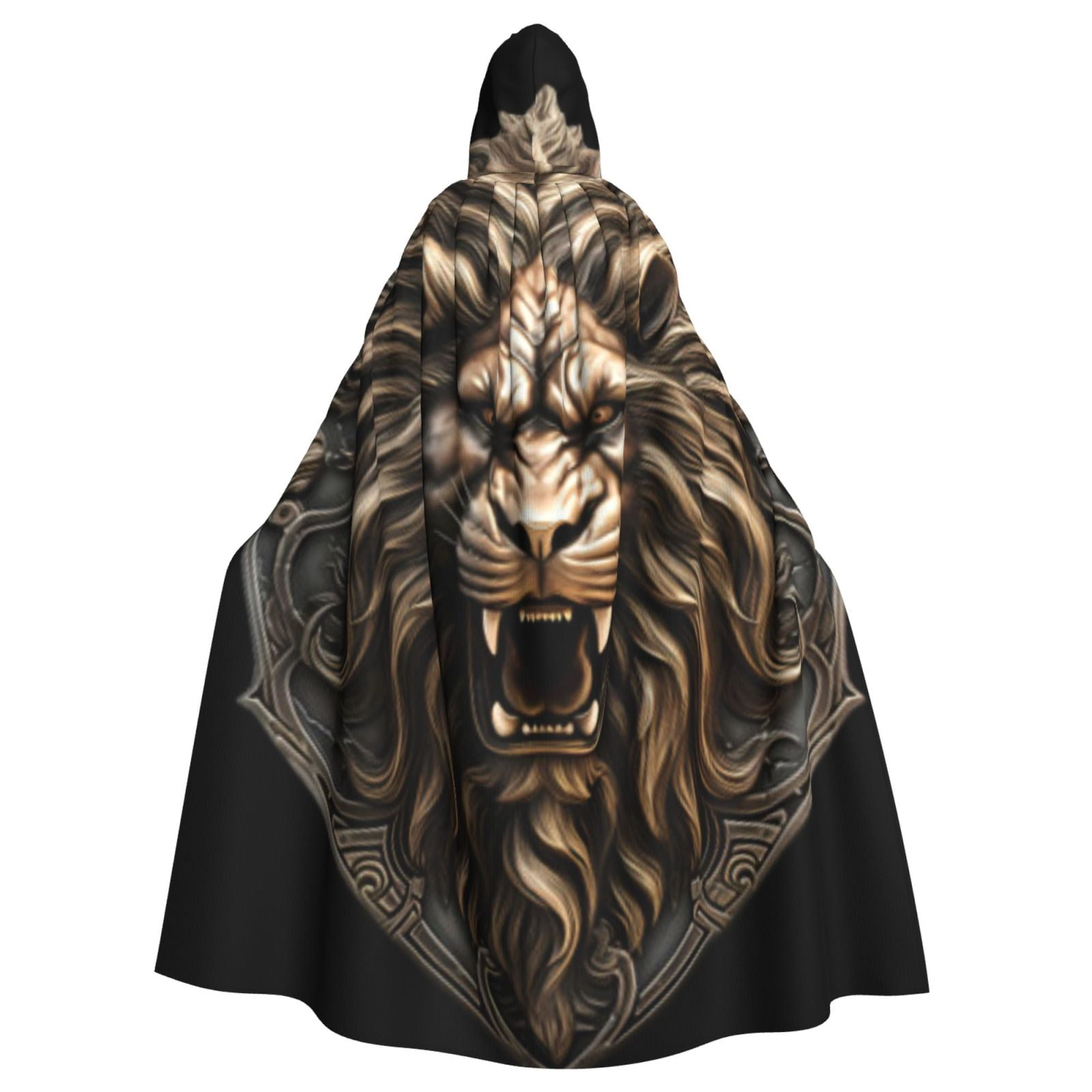 Unisex Hooded Cloak Adult Lightweight Overcoat Lion Head On A Shield Cloak for Halloween Cosplay ...