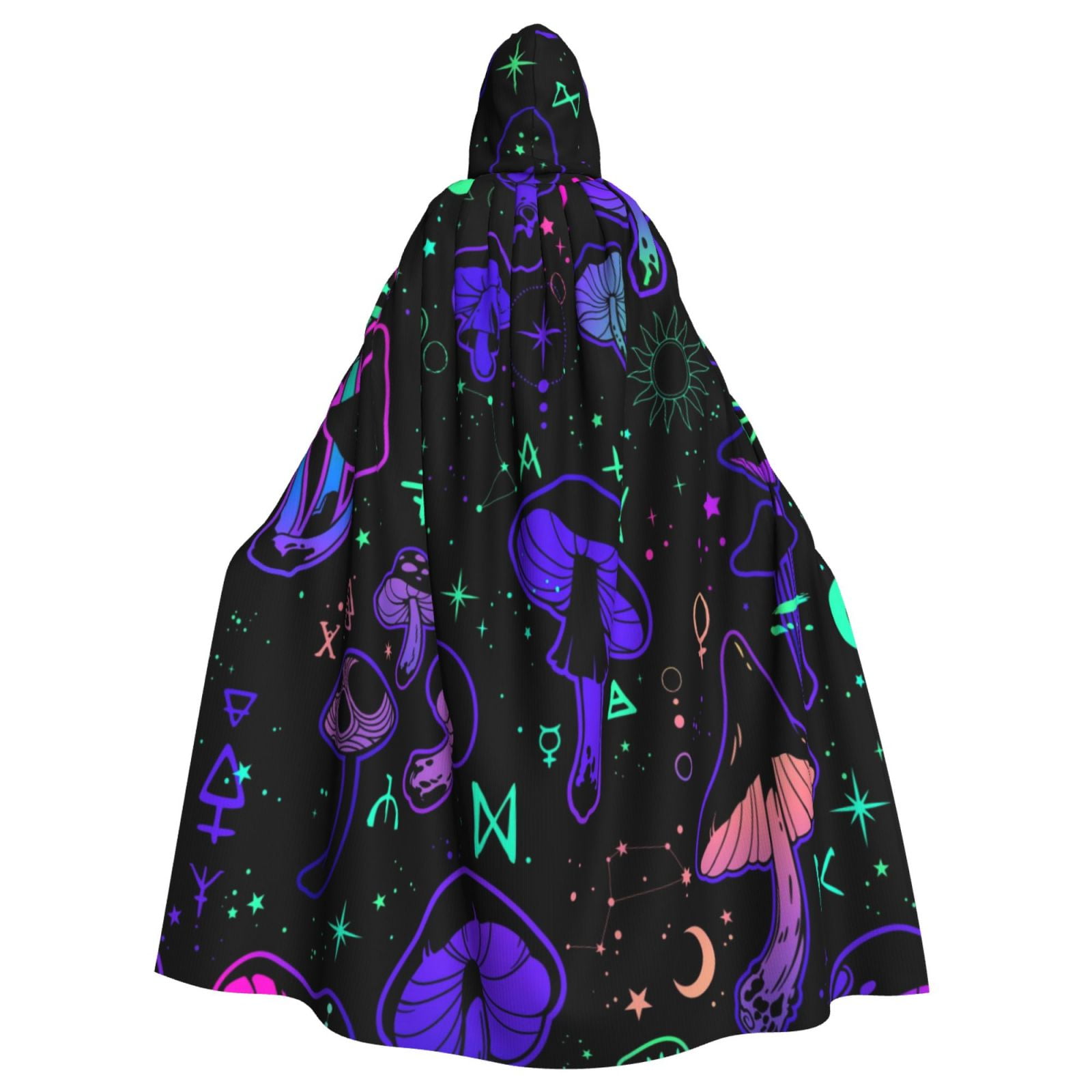 Unisex Hooded Cloak Adult Lightweight Overcoat Magic Mushrooms With ...