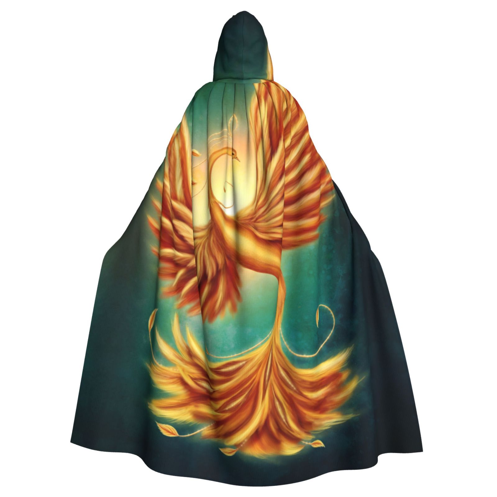 Unisex Hooded Cloak Adult Lightweight Overcoat Magic Phoenix Firebird ...