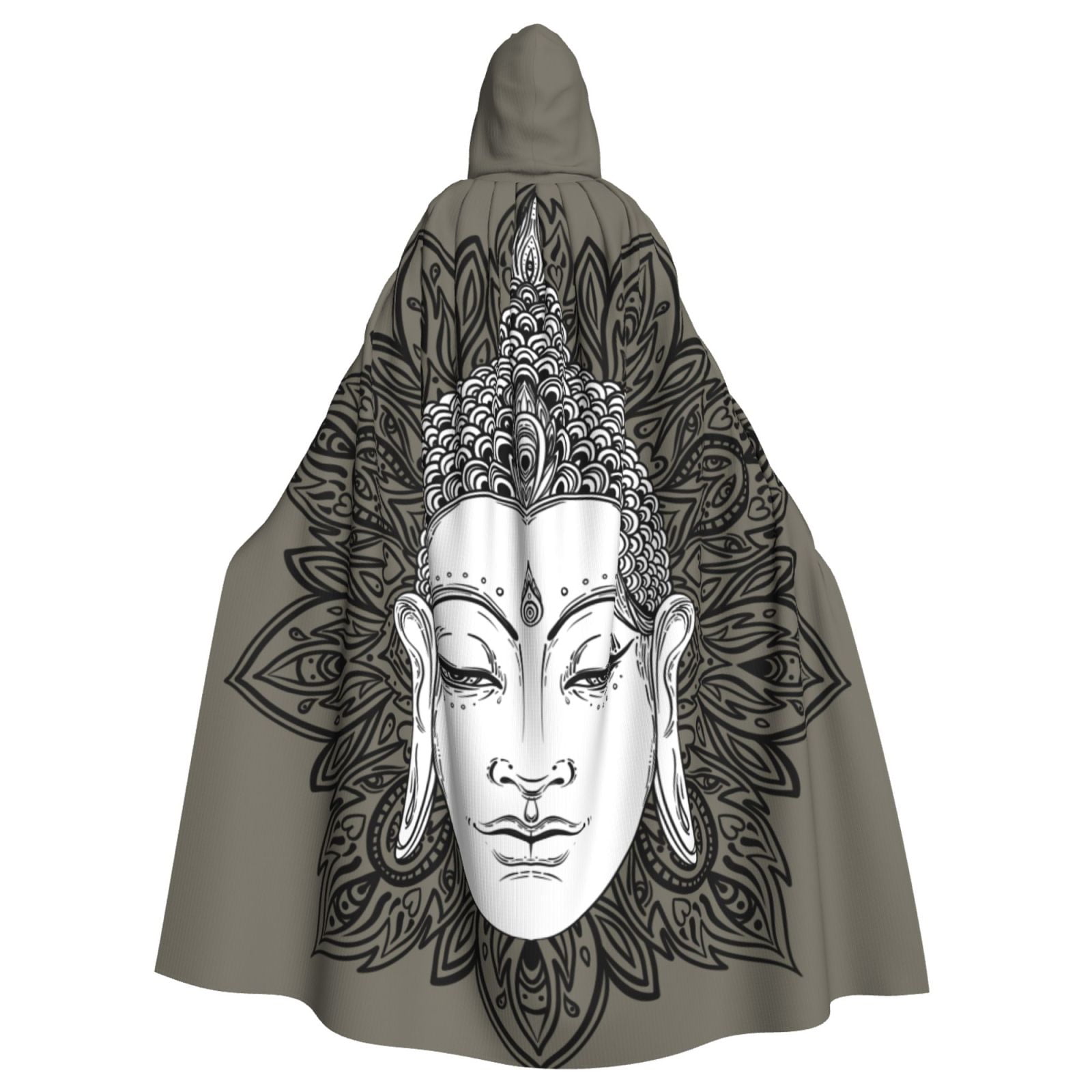 Unisex Hooded Cloak Adult Lightweight Overcoat Mandala Buddha Face ...