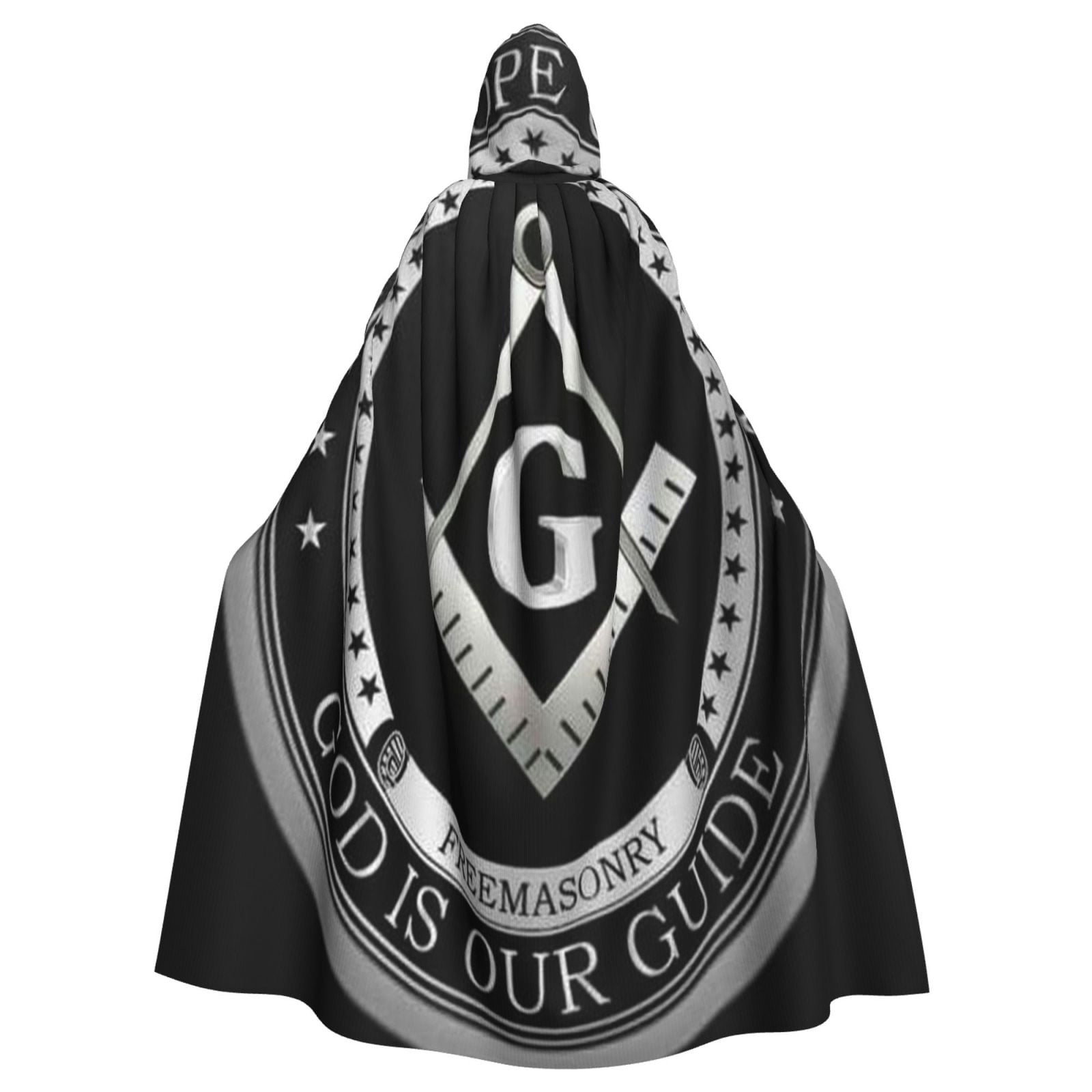 Unisex Hooded Cloak Adult Lightweight Overcoat Masonic Freemason Black ...