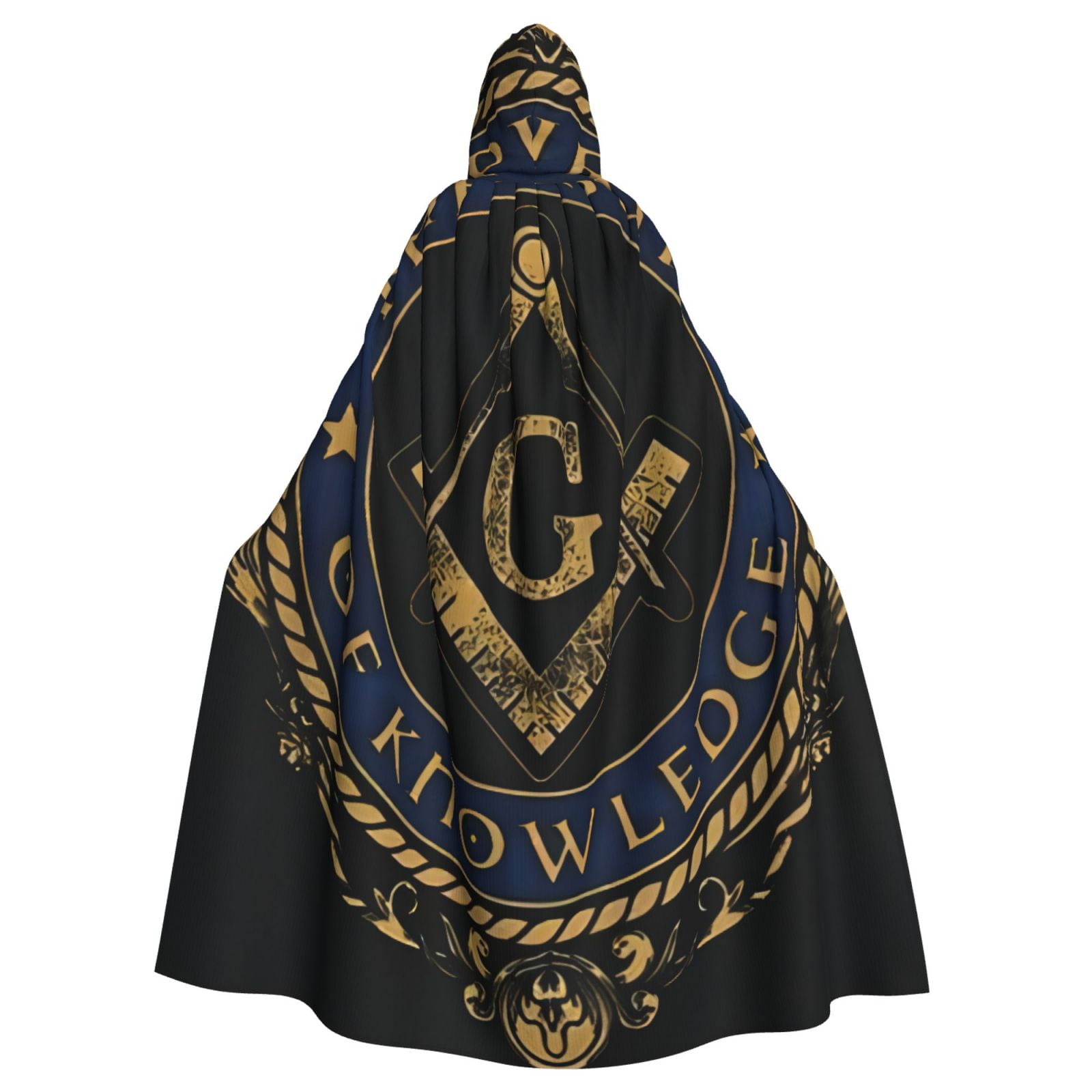Unisex Hooded Cloak Adult Lightweight Overcoat Masonic Symbols ...