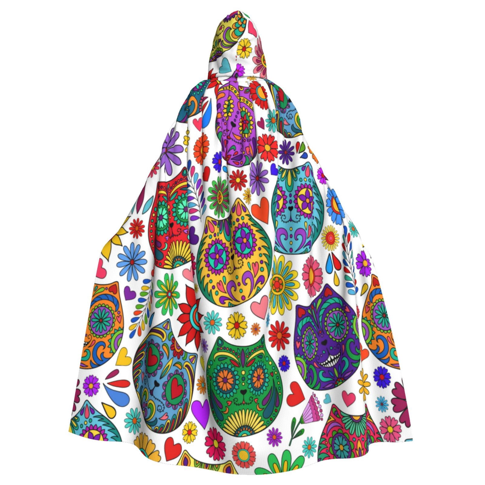 Unisex Hooded Cloak Adult Lightweight Overcoat Mexican Dead Cat Cloak ...