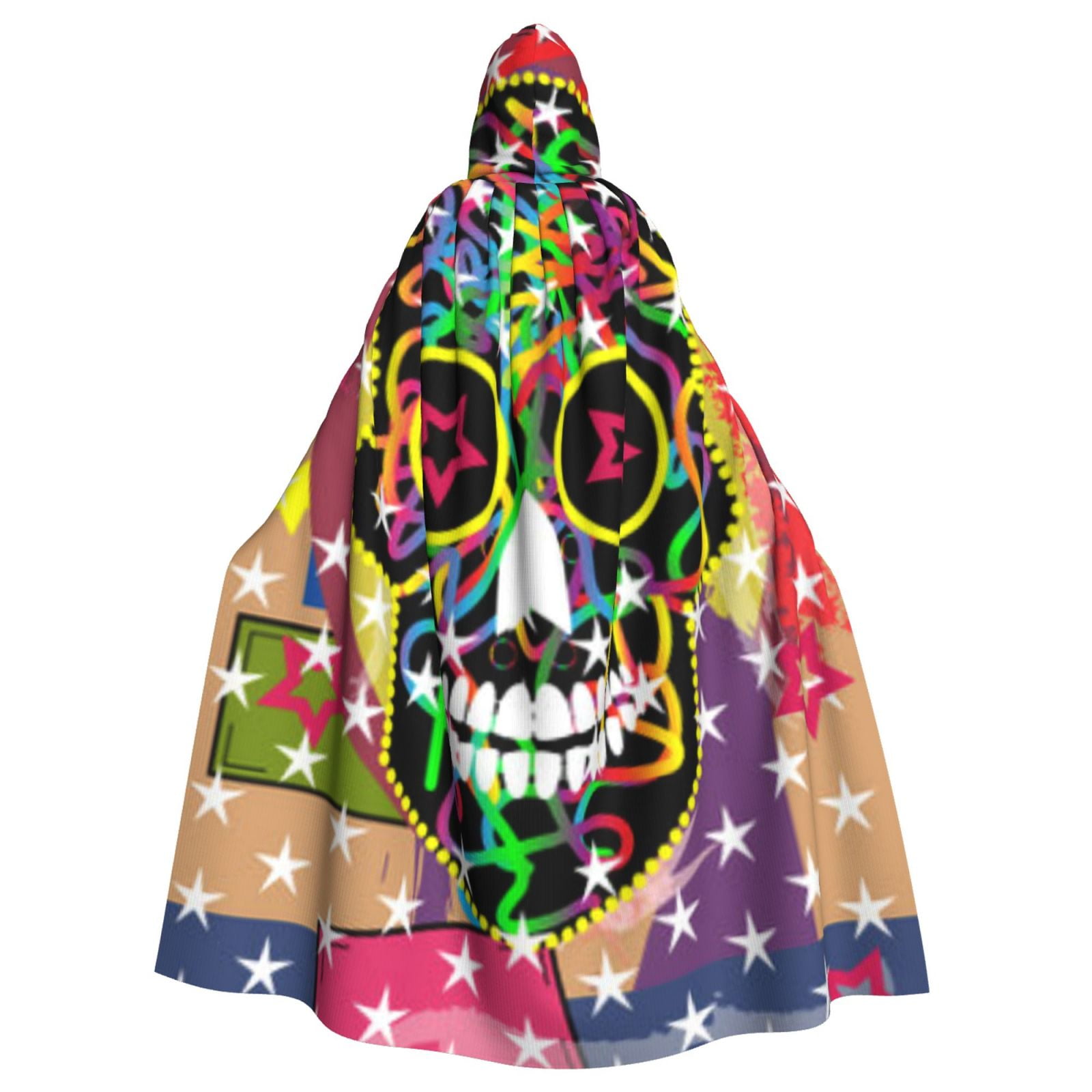 Unisex Hooded Cloak Adult Lightweight Overcoat Mexican Skull Pop Art ...
