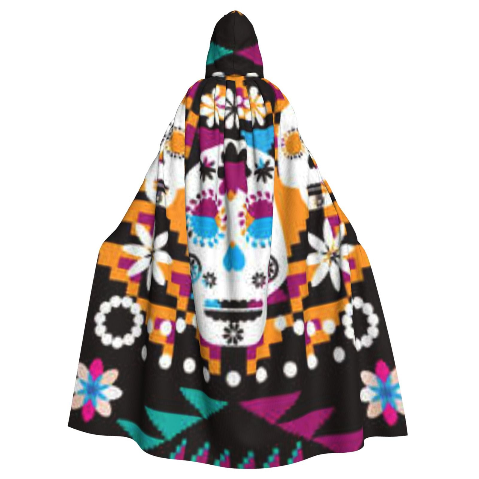 Unisex Hooded Cloak Adult Lightweight Overcoat Mexican Sugar Skulls And ...