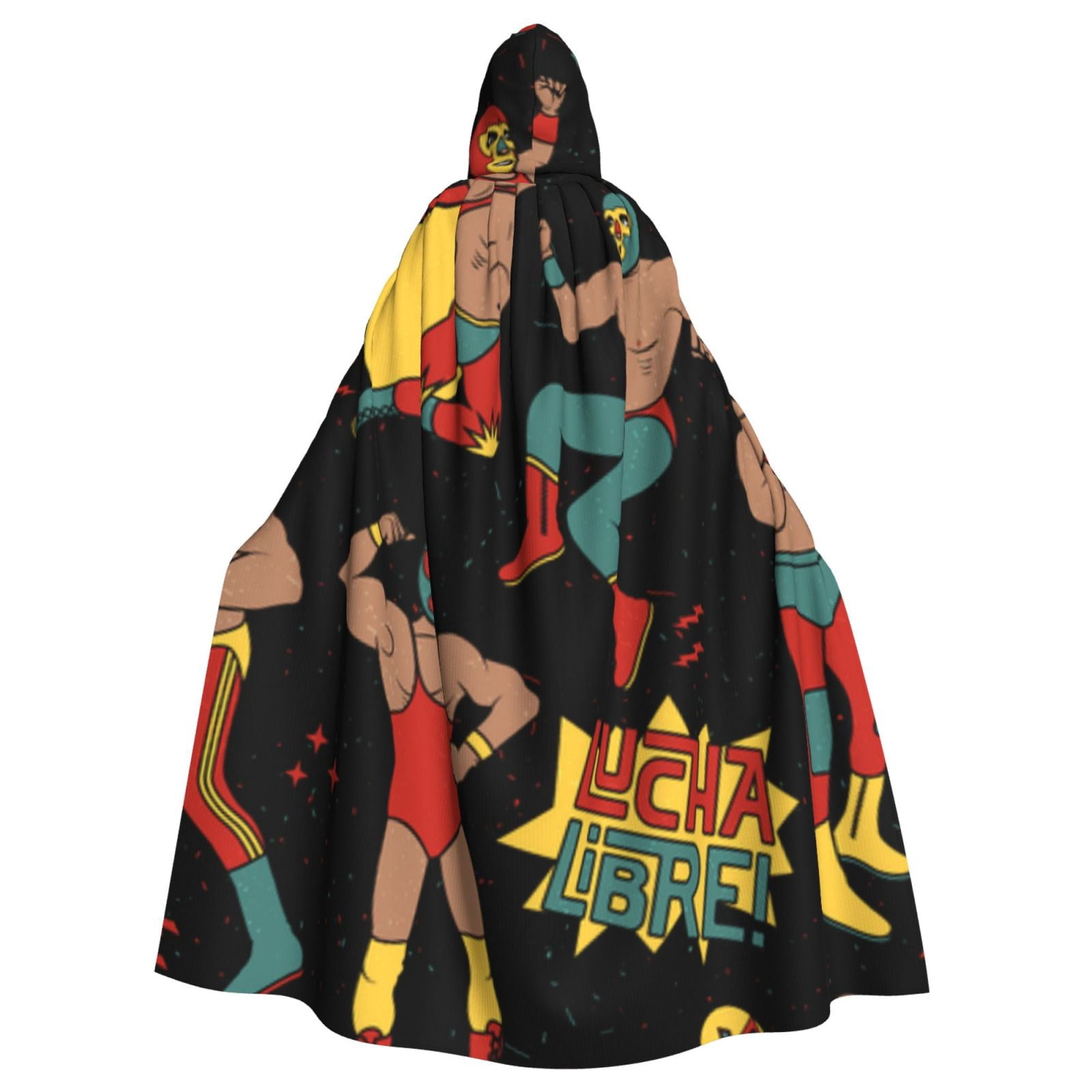 Unisex Hooded Cloak Adult Lightweight Overcoat Mexican Wrestler Night ...