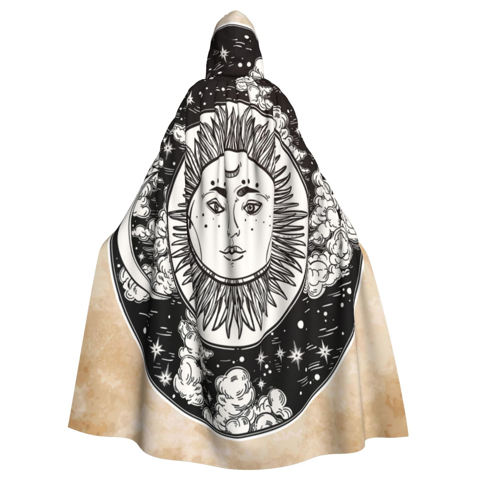 Unisex Hooded Cloak Adult Lightweight Overcoat Moon And Sun Cloak for ...