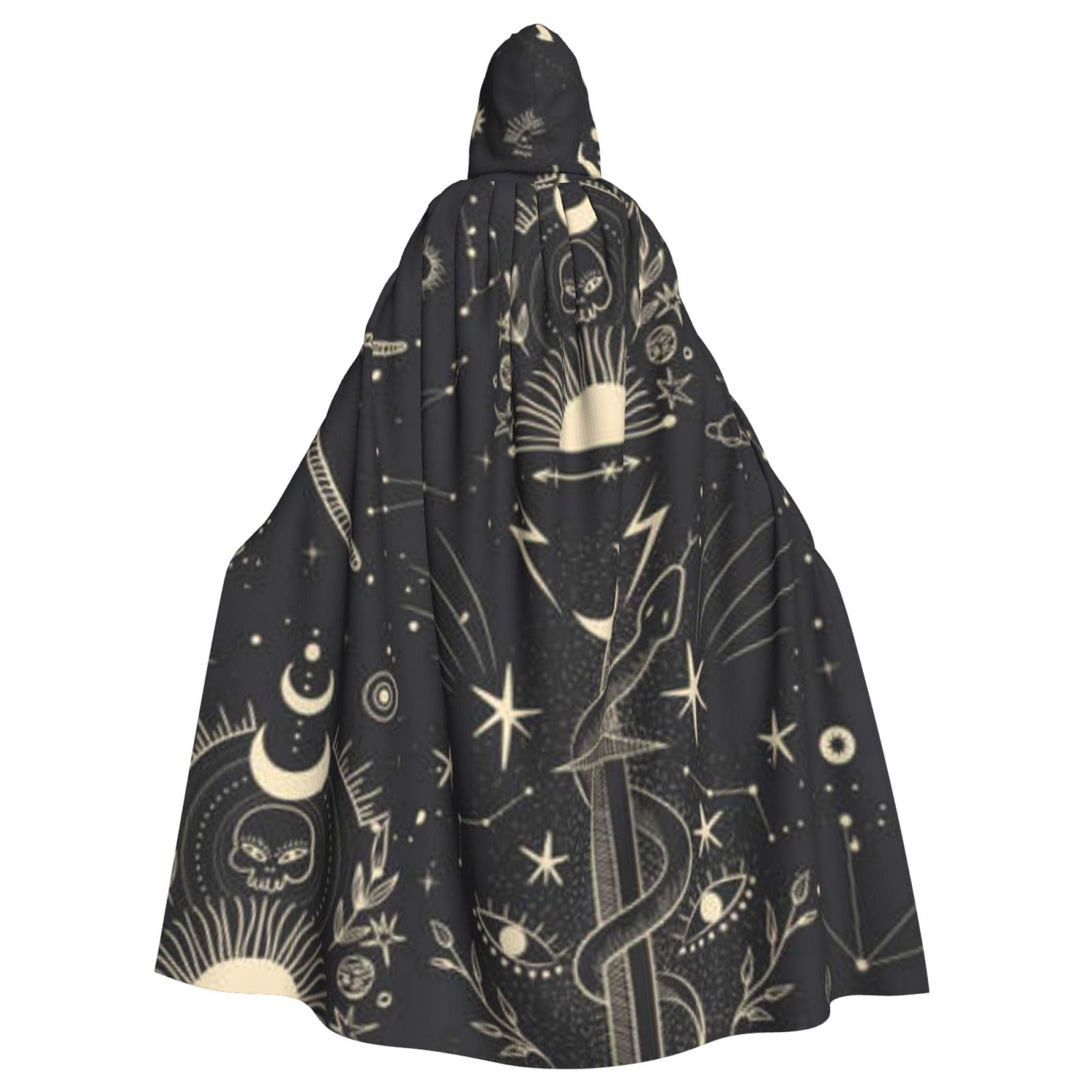 Unisex Hooded Cloak Adult Lightweight Overcoat Moon Phases Holographic ...