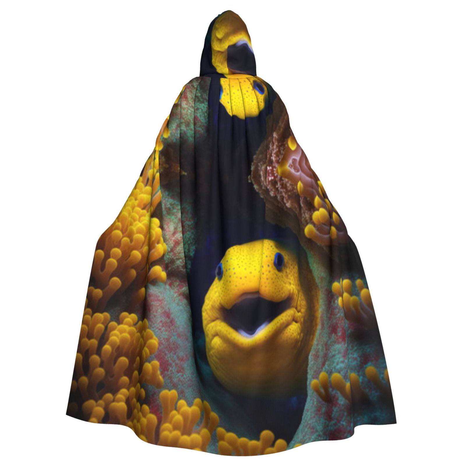Unisex Hooded Cloak Adult Lightweight Overcoat Moray Eel Hides In ...