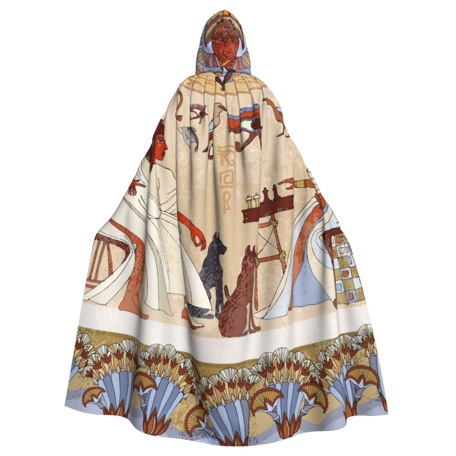 Unisex Hooded Cloak Adult Lightweight Overcoat Murals Ancient Egypt ...