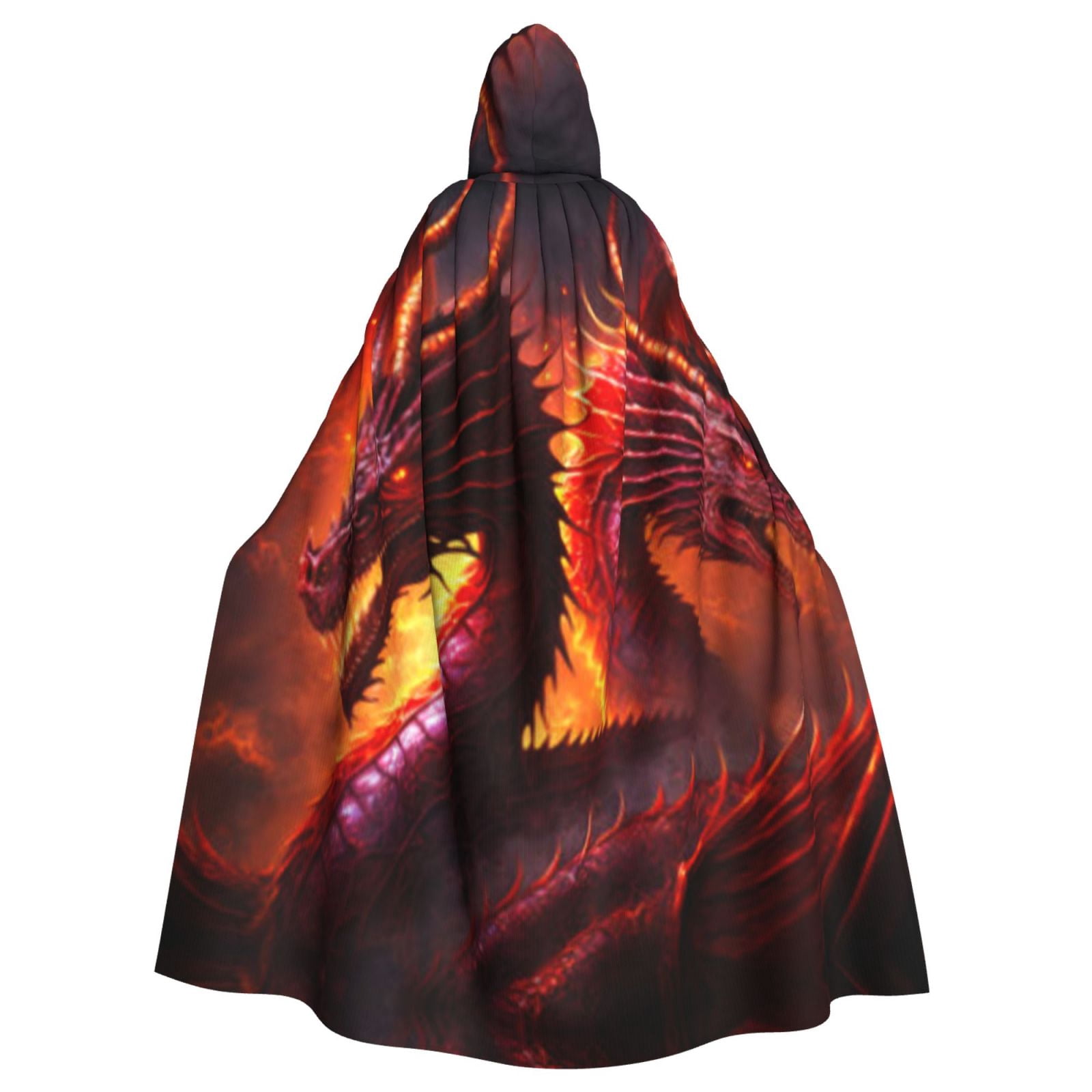 Unisex Hooded Cloak Adult Lightweight Overcoat Mystical Dragons With ...