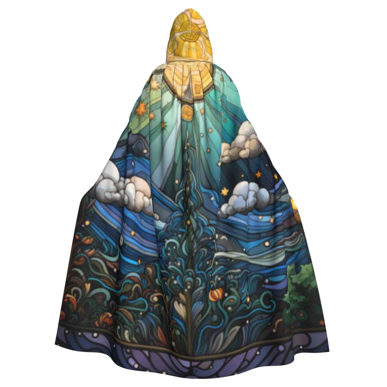 Unisex Hooded Cloak Adult Lightweight Overcoat Night Landscape With ...