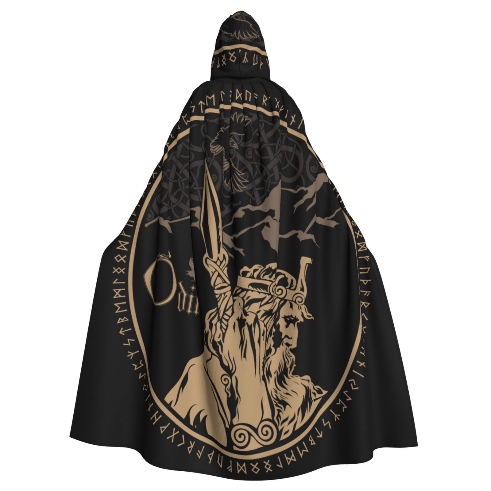 Unisex Hooded Cloak Adult Lightweight Overcoat Old Norse Odin With ...
