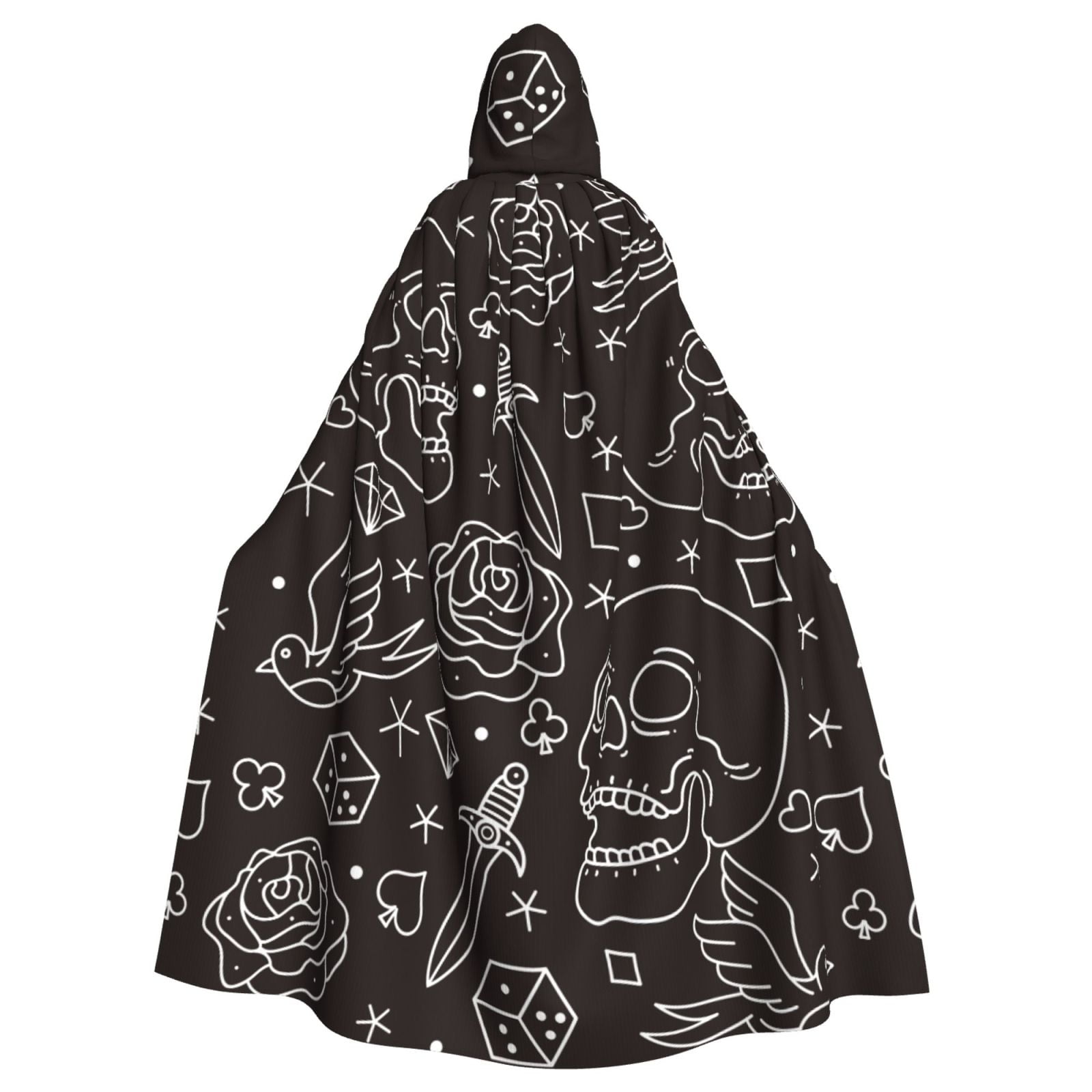 Unisex Hooded Cloak Adult Lightweight Overcoat Old School Tattoos Cloak ...