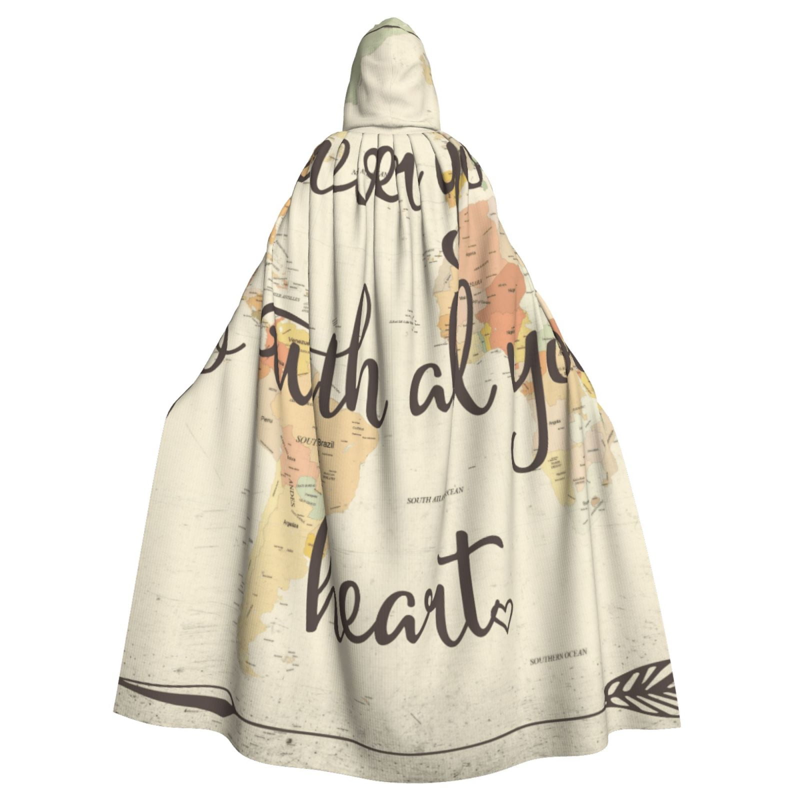 Unisex Hooded Cloak Adult Lightweight Overcoat Old World Map With ...