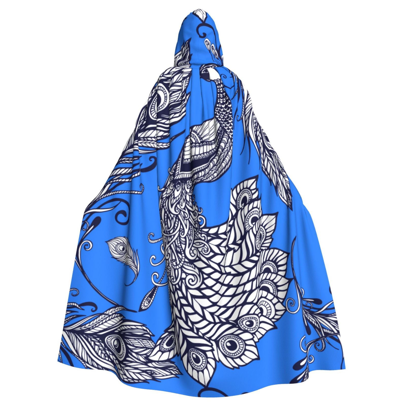 Unisex Hooded Cloak Adult Lightweight Overcoat Peacock Bird Feathers ...