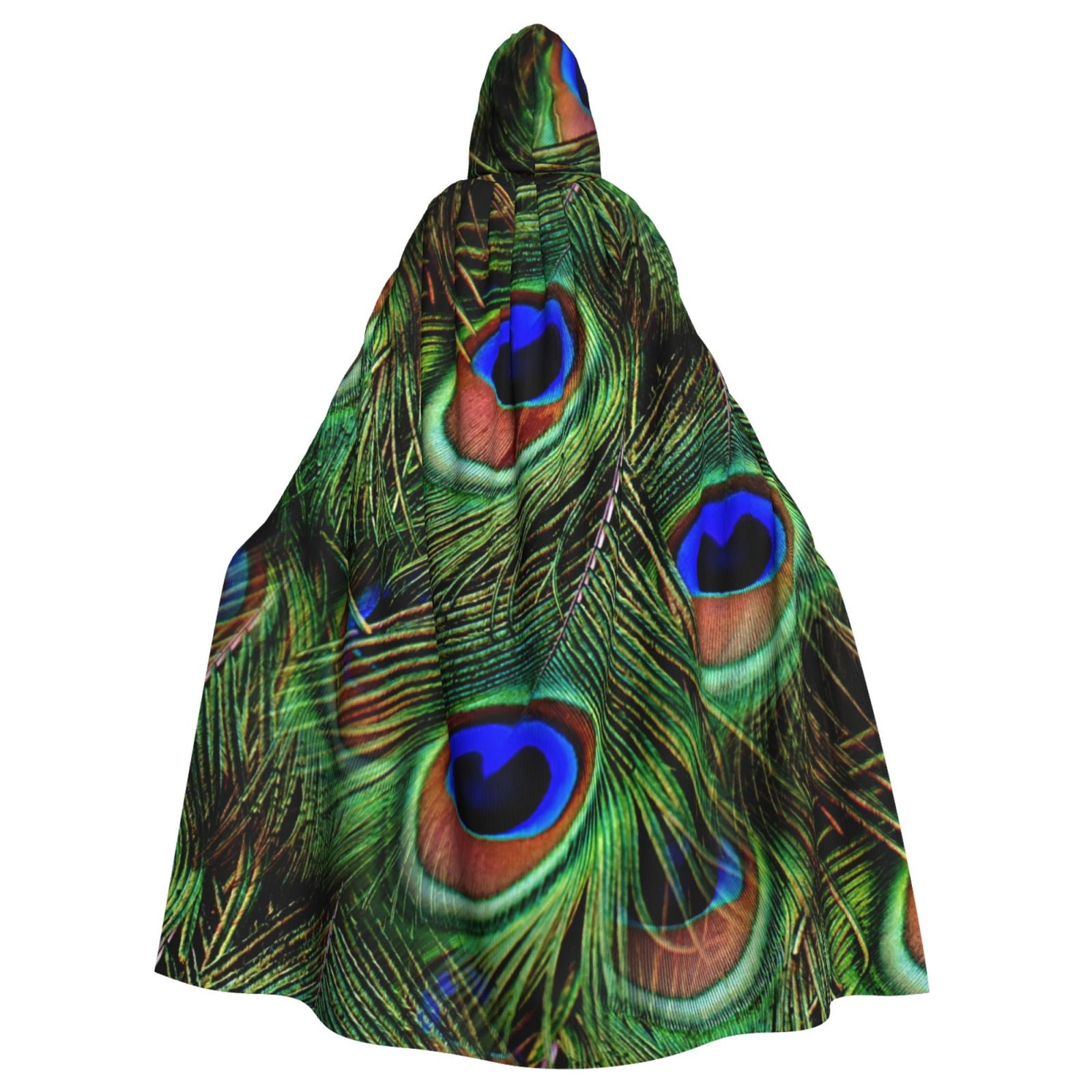 Unisex Hooded Cloak Adult Lightweight Overcoat Peacock Feathers Cloak ...