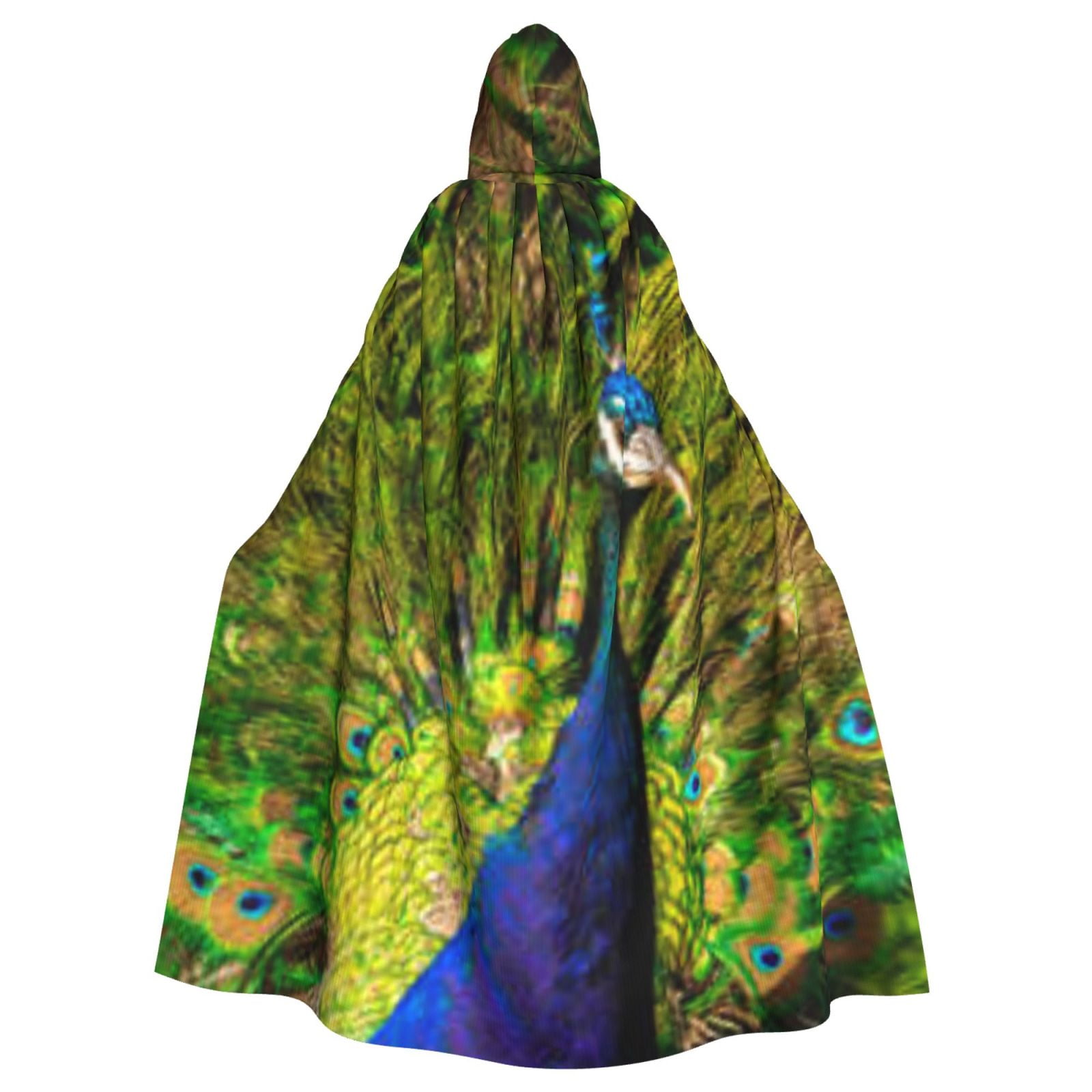 Unisex Hooded Cloak Adult Lightweight Overcoat Peacock With Open Tail ...
