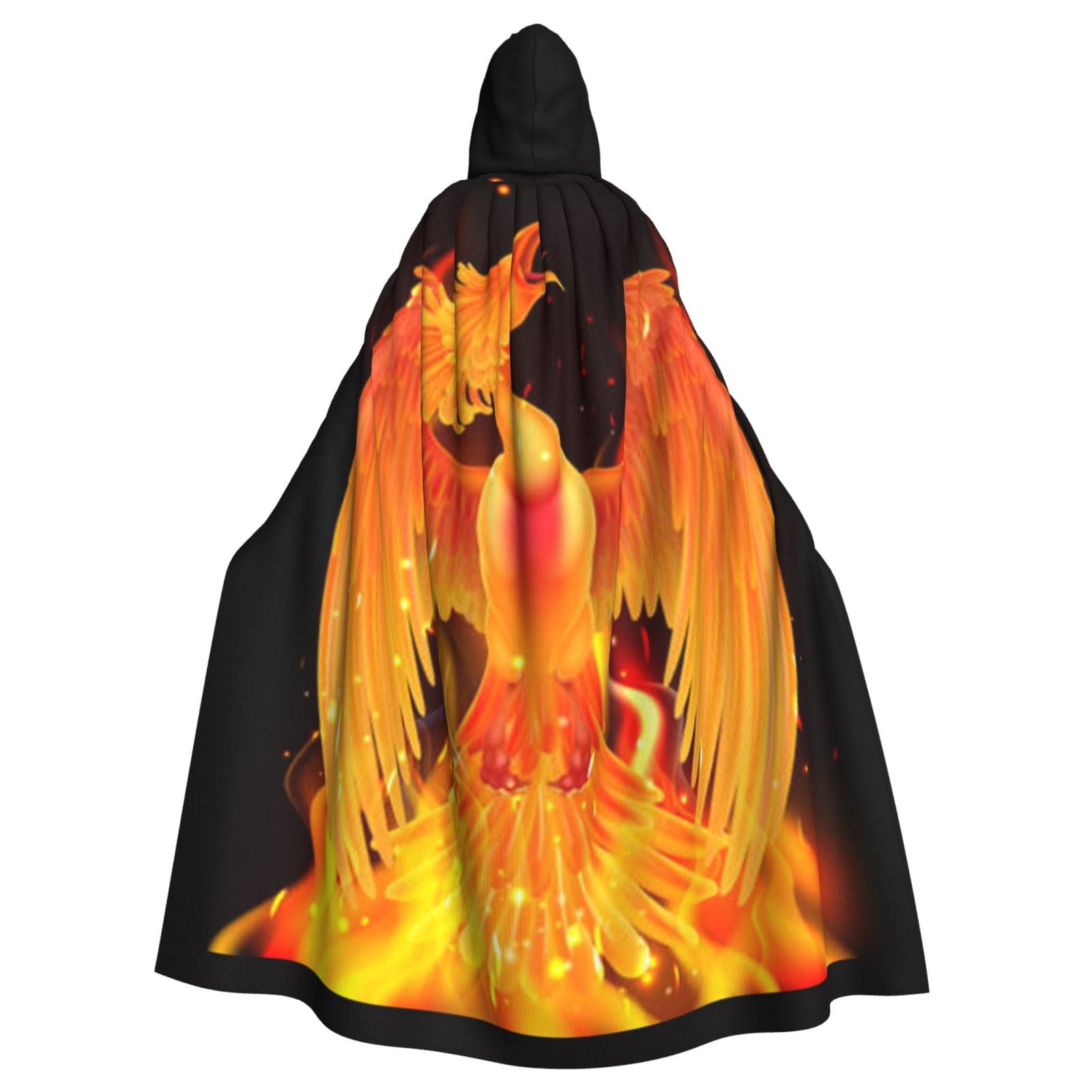 Unisex Hooded Cloak Adult Lightweight Overcoat Phoenix Rising From Fire ...