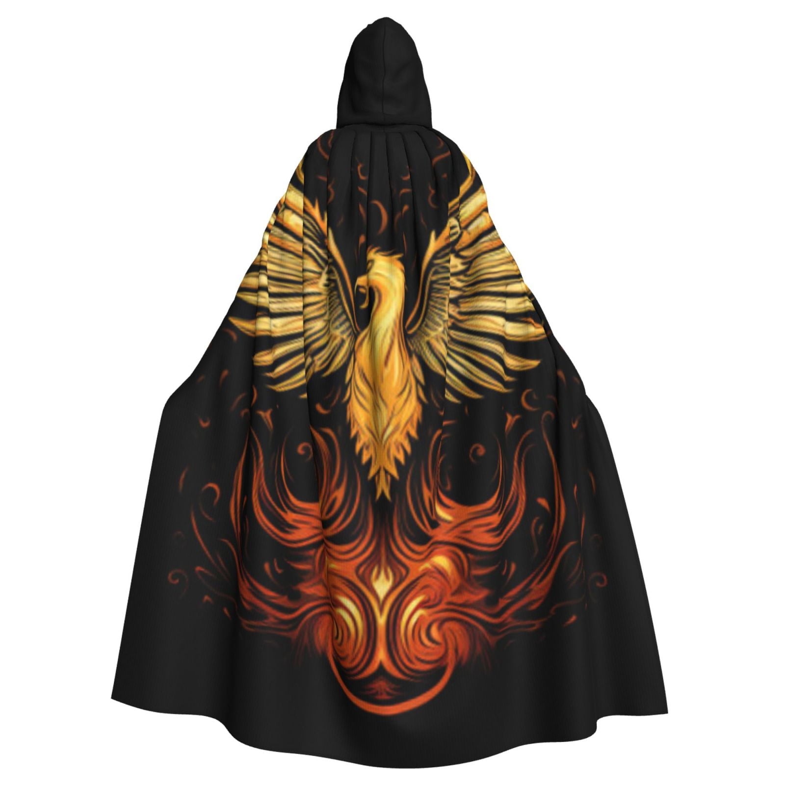 Unisex Hooded Cloak Adult Lightweight Overcoat Phoenix With Fiery Wings ...