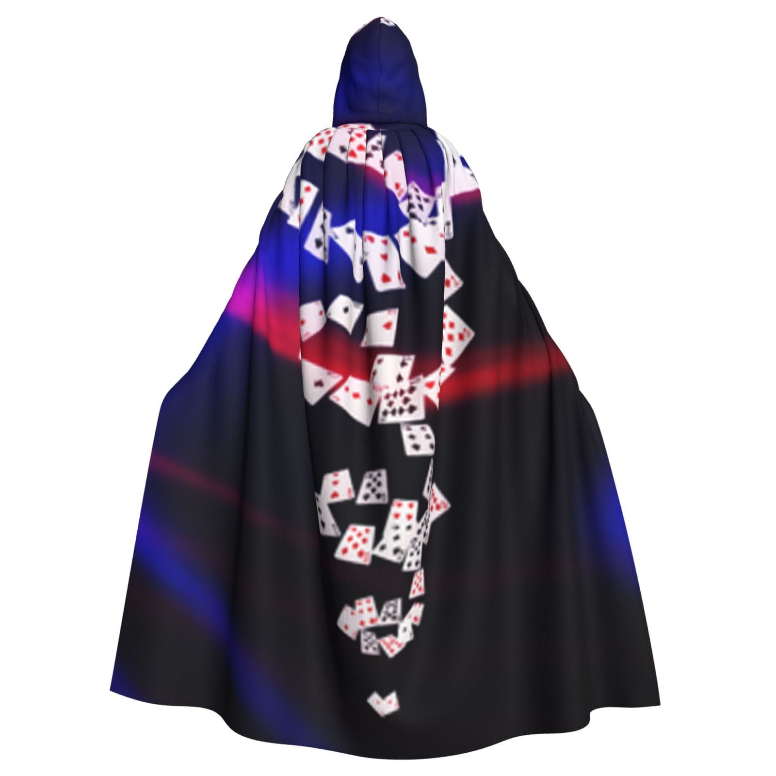 Unisex Hooded Cloak Adult Lightweight Overcoat Playing Cards Flying At ...