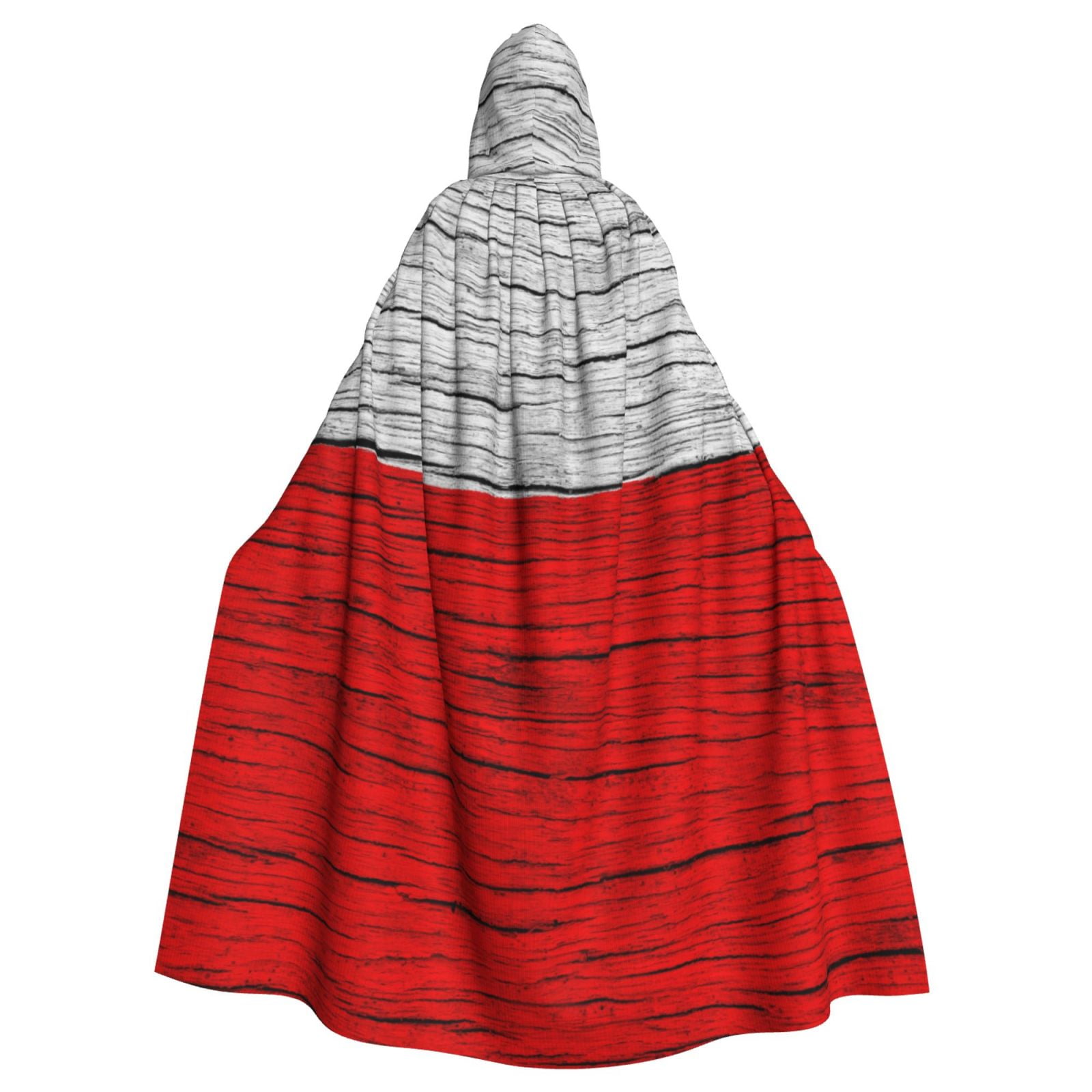 Unisex Hooded Cloak Adult Lightweight Overcoat Poland Flag Wood Texture ...