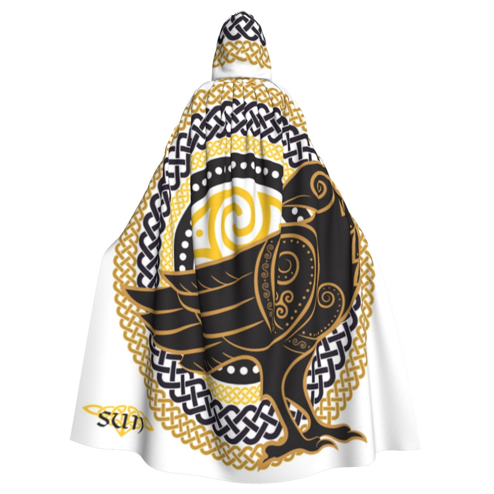 Unisex Hooded Cloak Adult Lightweight Overcoat Raven Celtic Sun Cloak ...