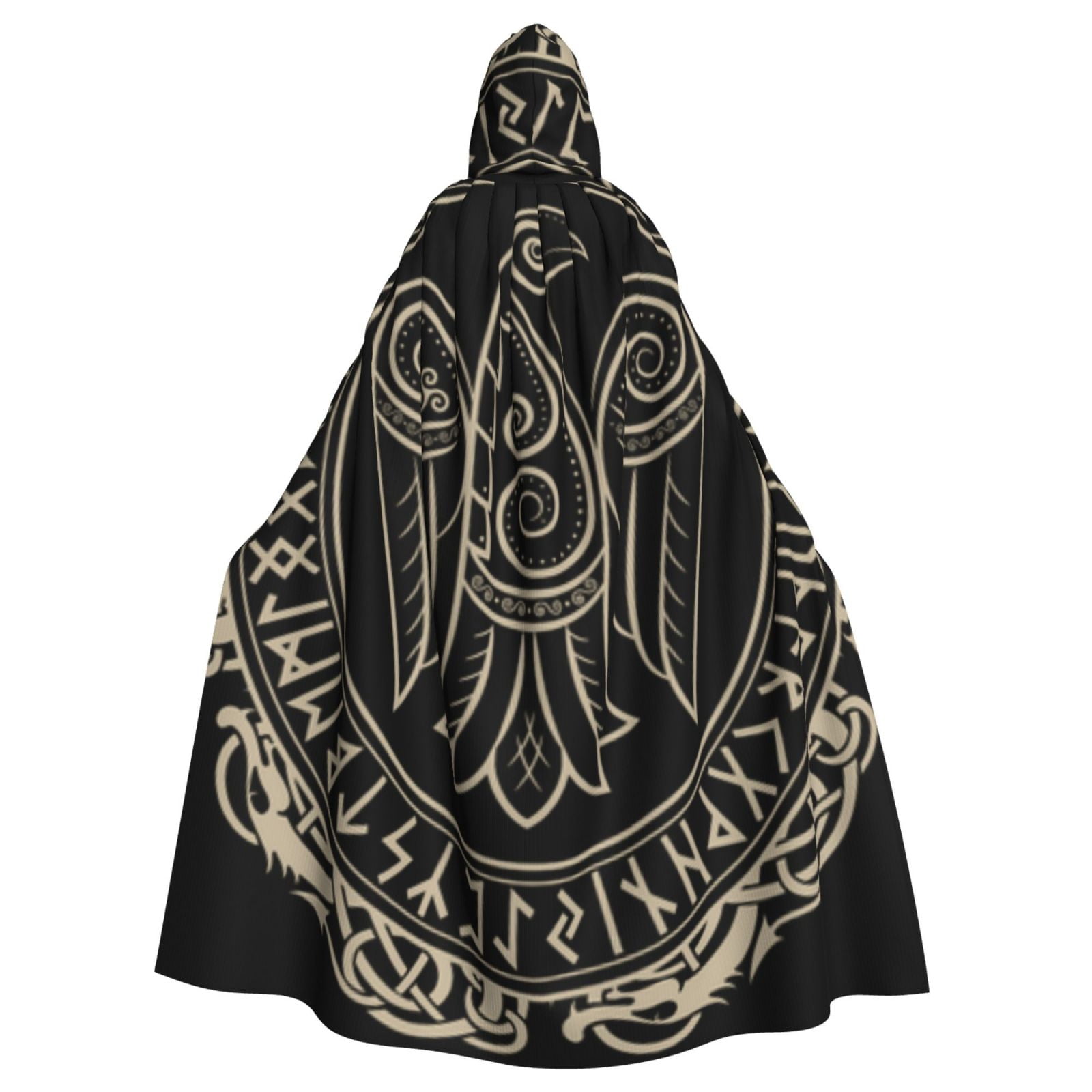 Unisex Hooded Cloak Adult Lightweight Overcoat Raven In Celtic ...