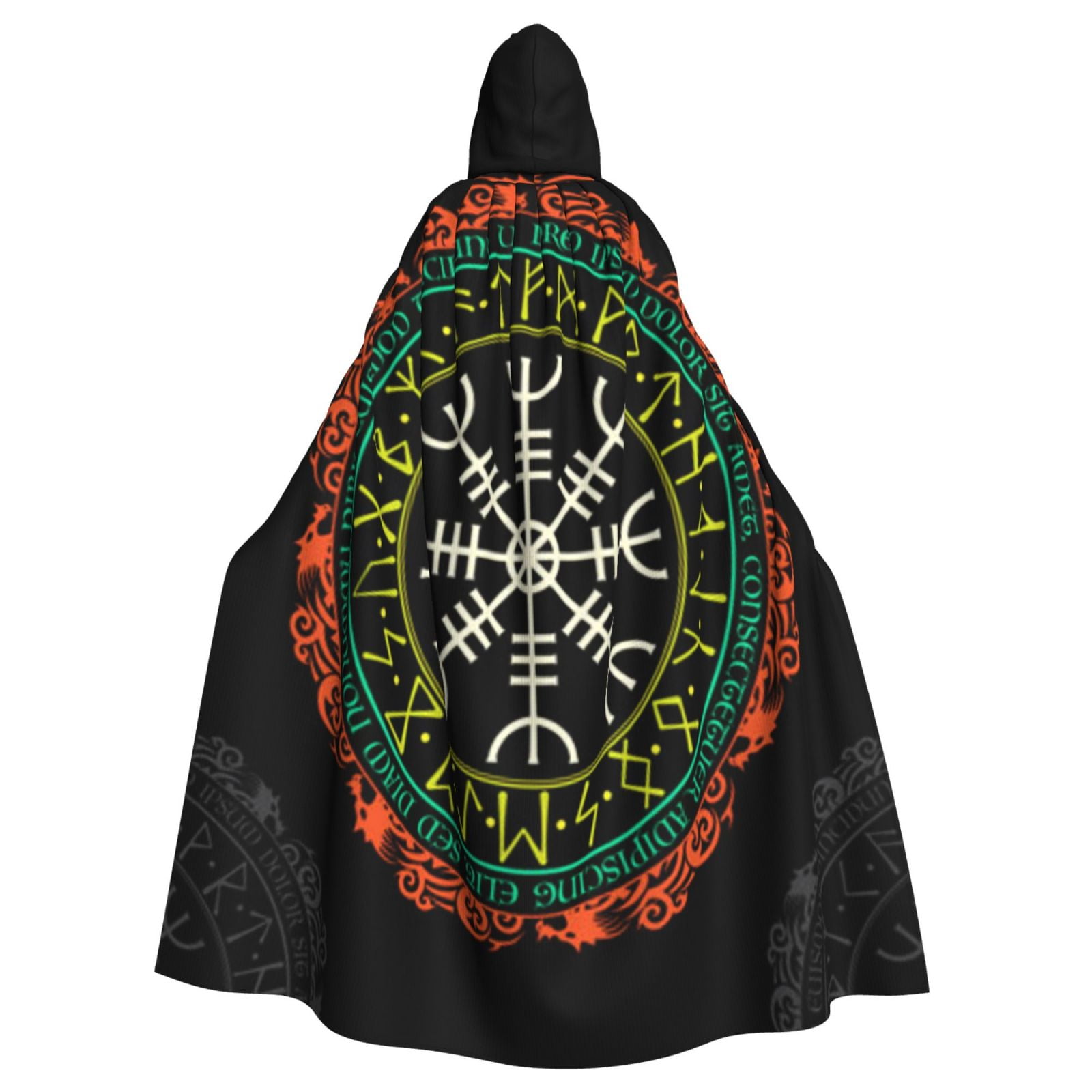 Unisex Hooded Cloak Adult Lightweight Overcoat Scandinavian Helm Of Awe ...