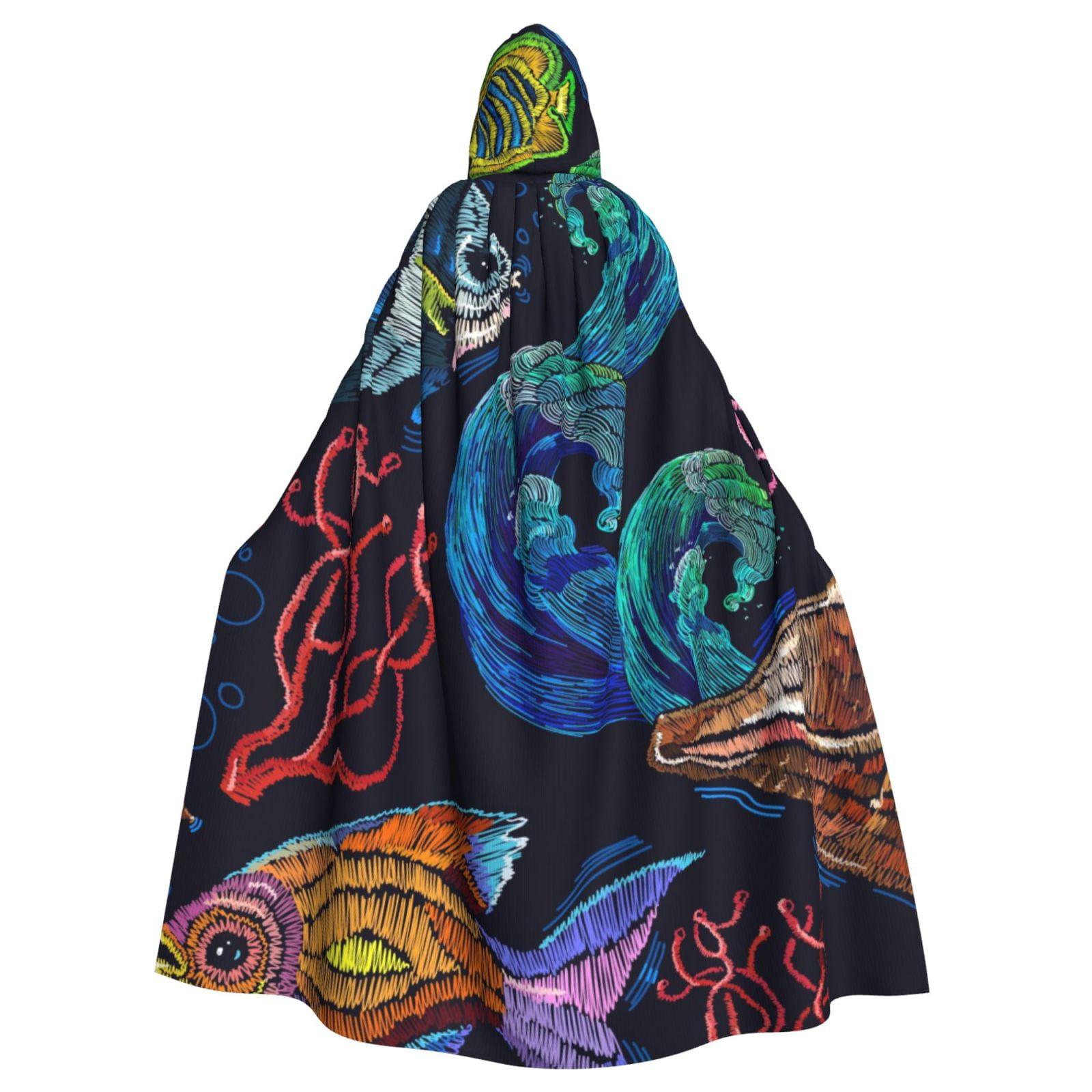 Unisex Hooded Cloak Adult Lightweight Overcoat Sea Life Sea Shells ...