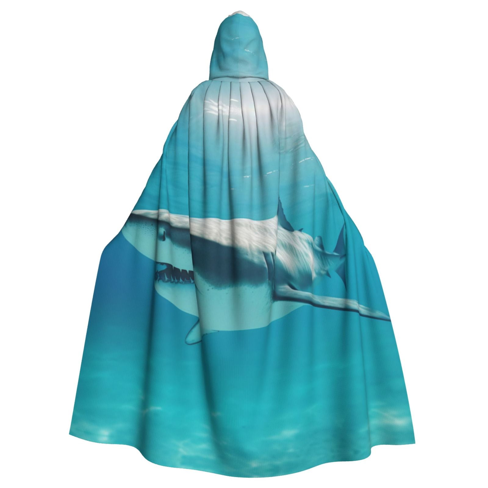 Unisex Hooded Cloak Adult Lightweight Overcoat Shark In The Water Cloak ...