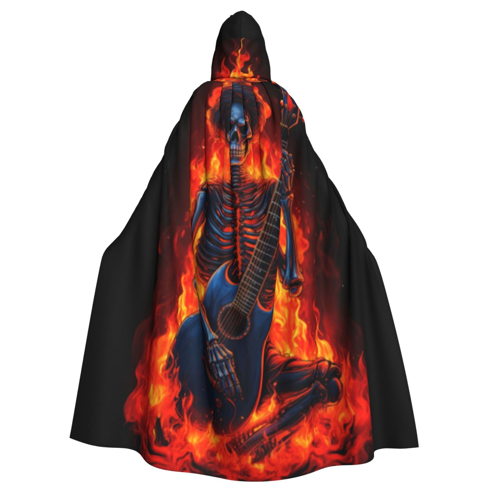 Unisex Hooded Cloak Adult Lightweight Overcoat Skeleton Playing ...