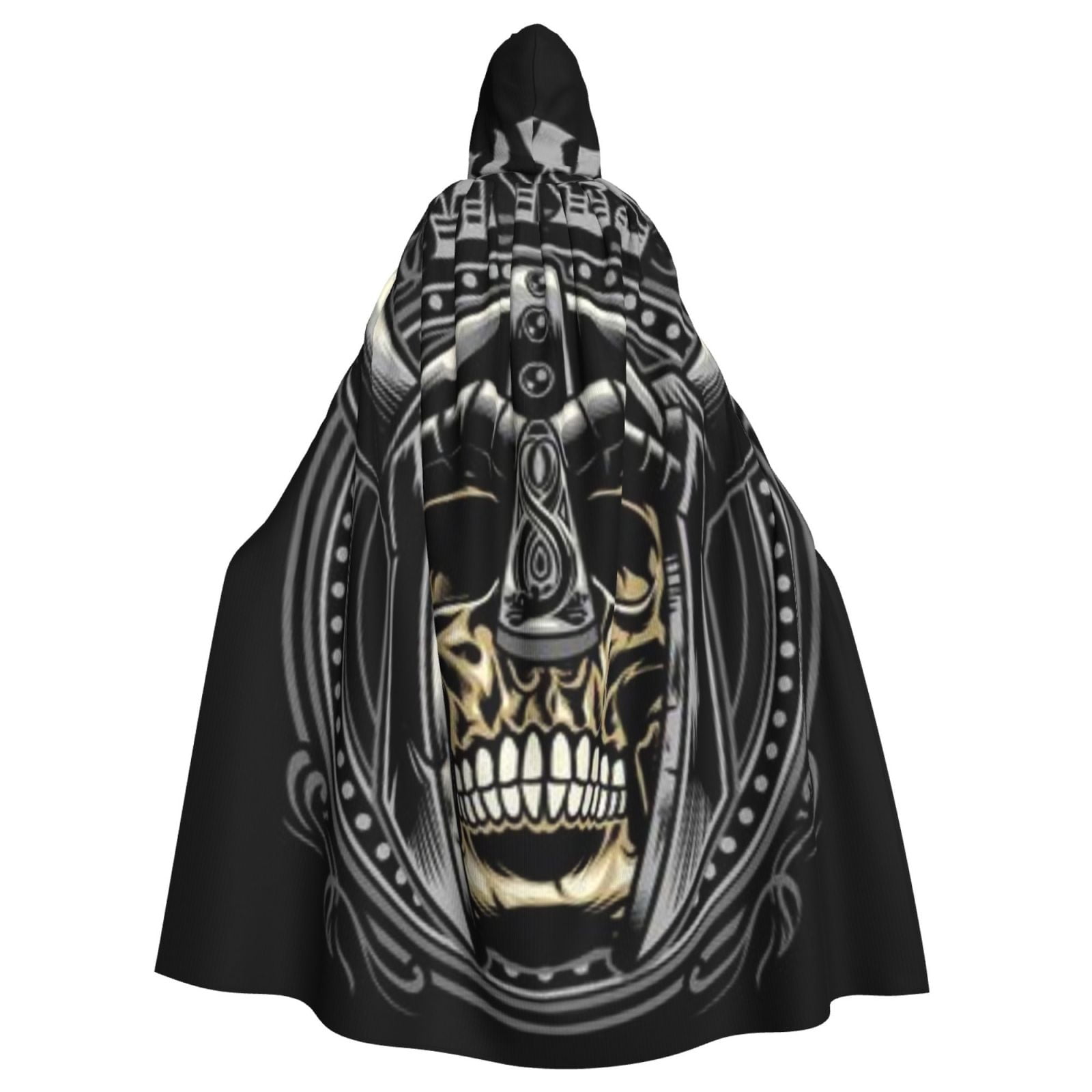 Unisex Hooded Cloak Adult Lightweight Overcoat Skull Of Viking Warrior ...