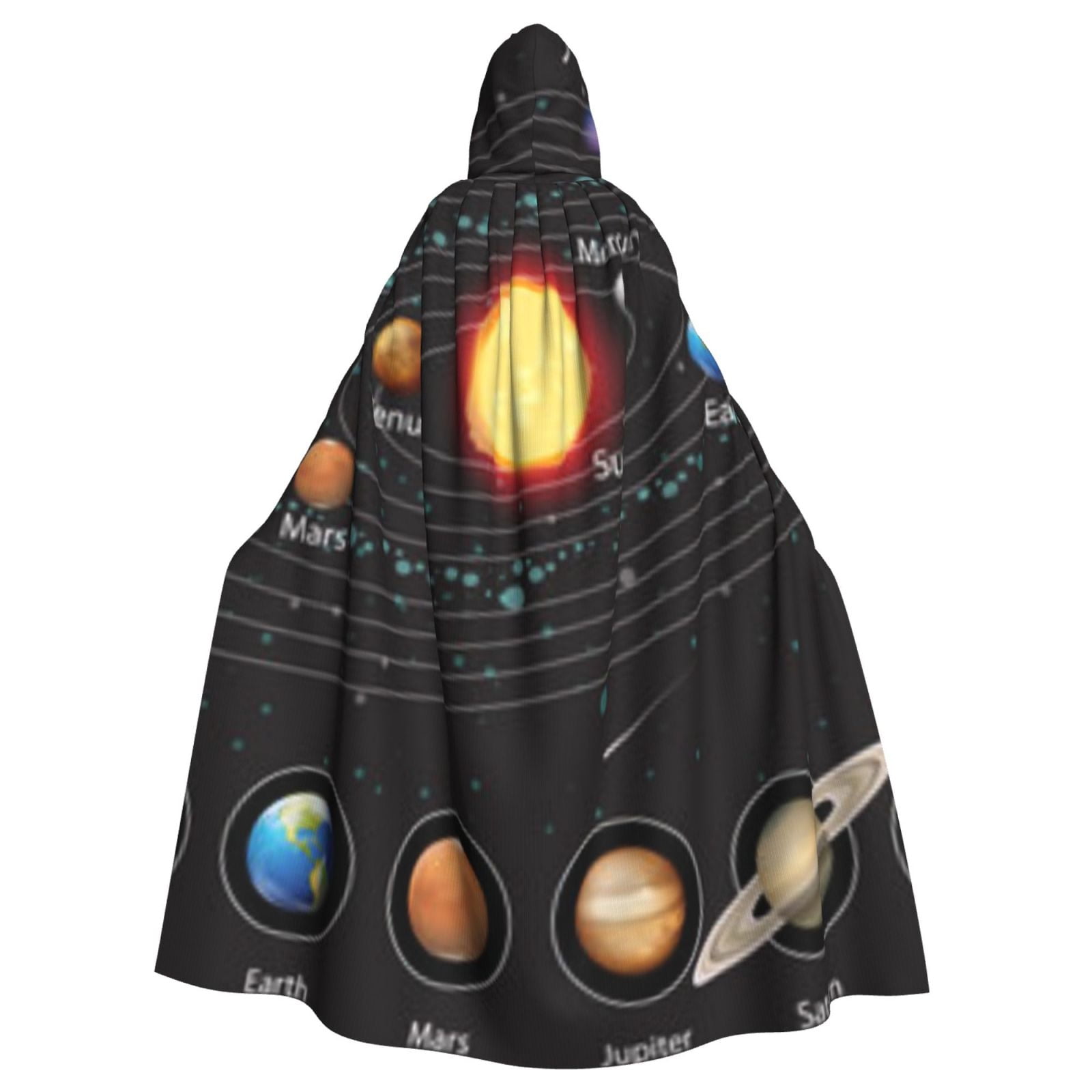 Unisex Hooded Cloak Adult Lightweight Overcoat Solar System Science ...