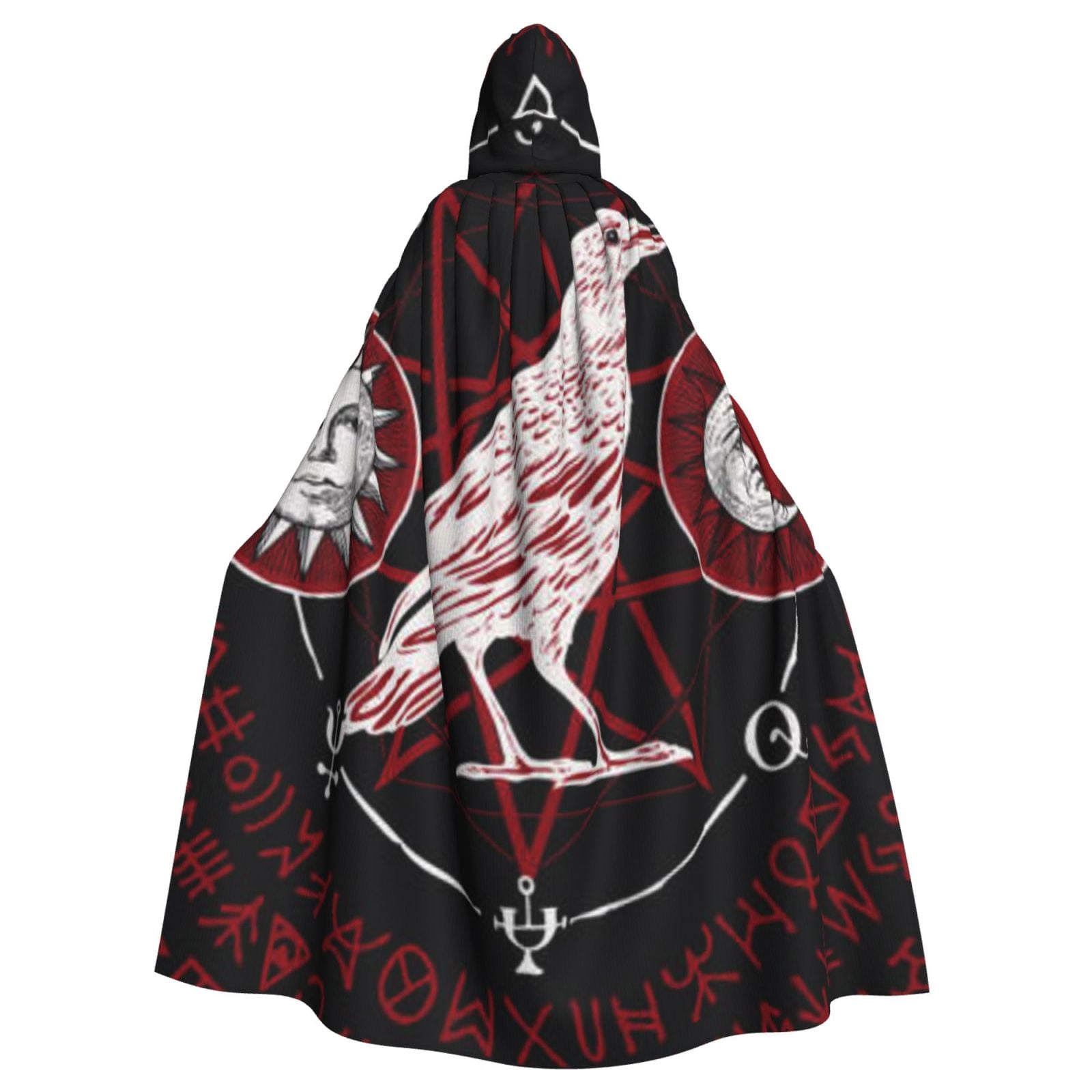 Unisex Hooded Cloak Adult Lightweight Overcoat Sorcery Raven With Sun ...