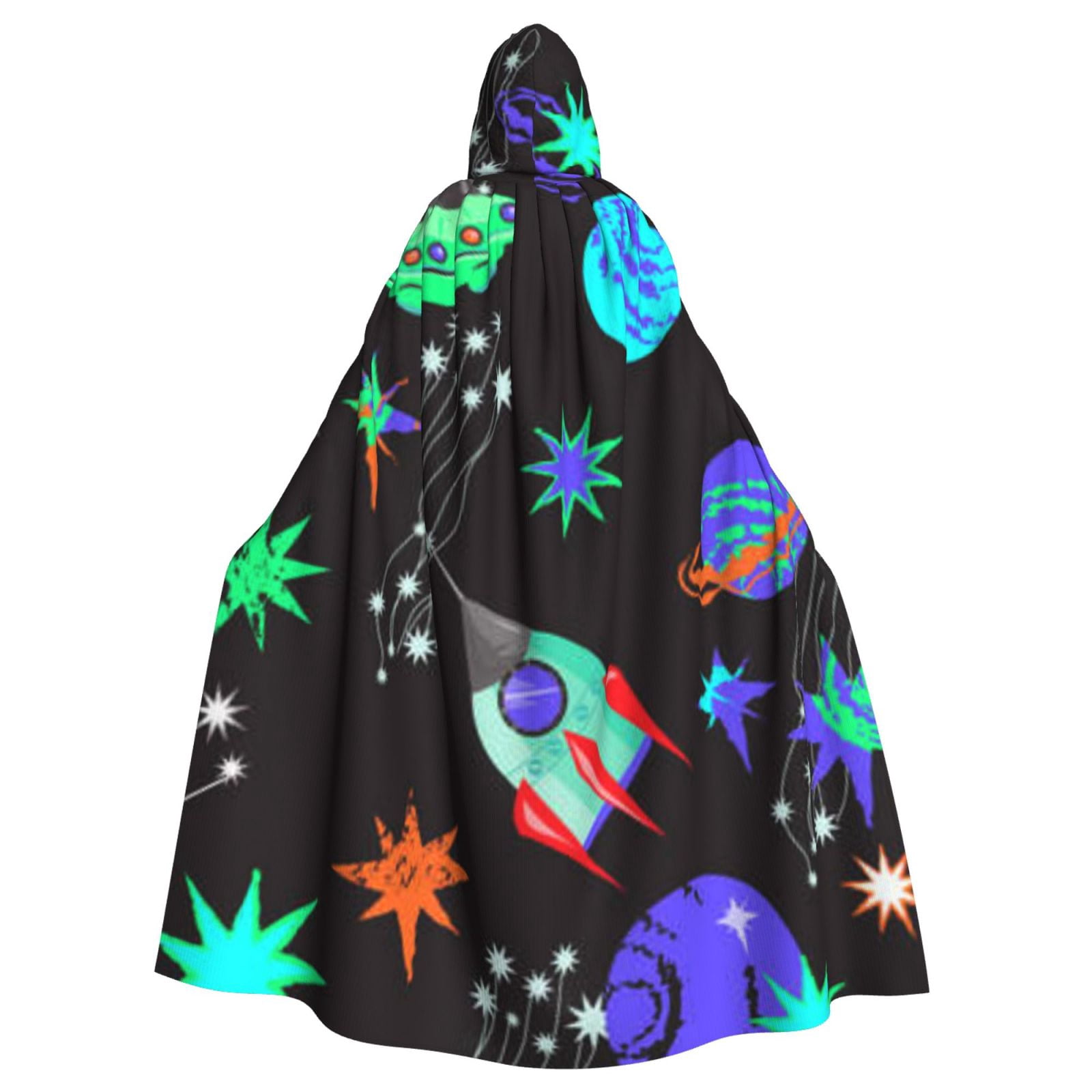Unisex Hooded Cloak Adult Lightweight Overcoat Space Alien Spaceship ...